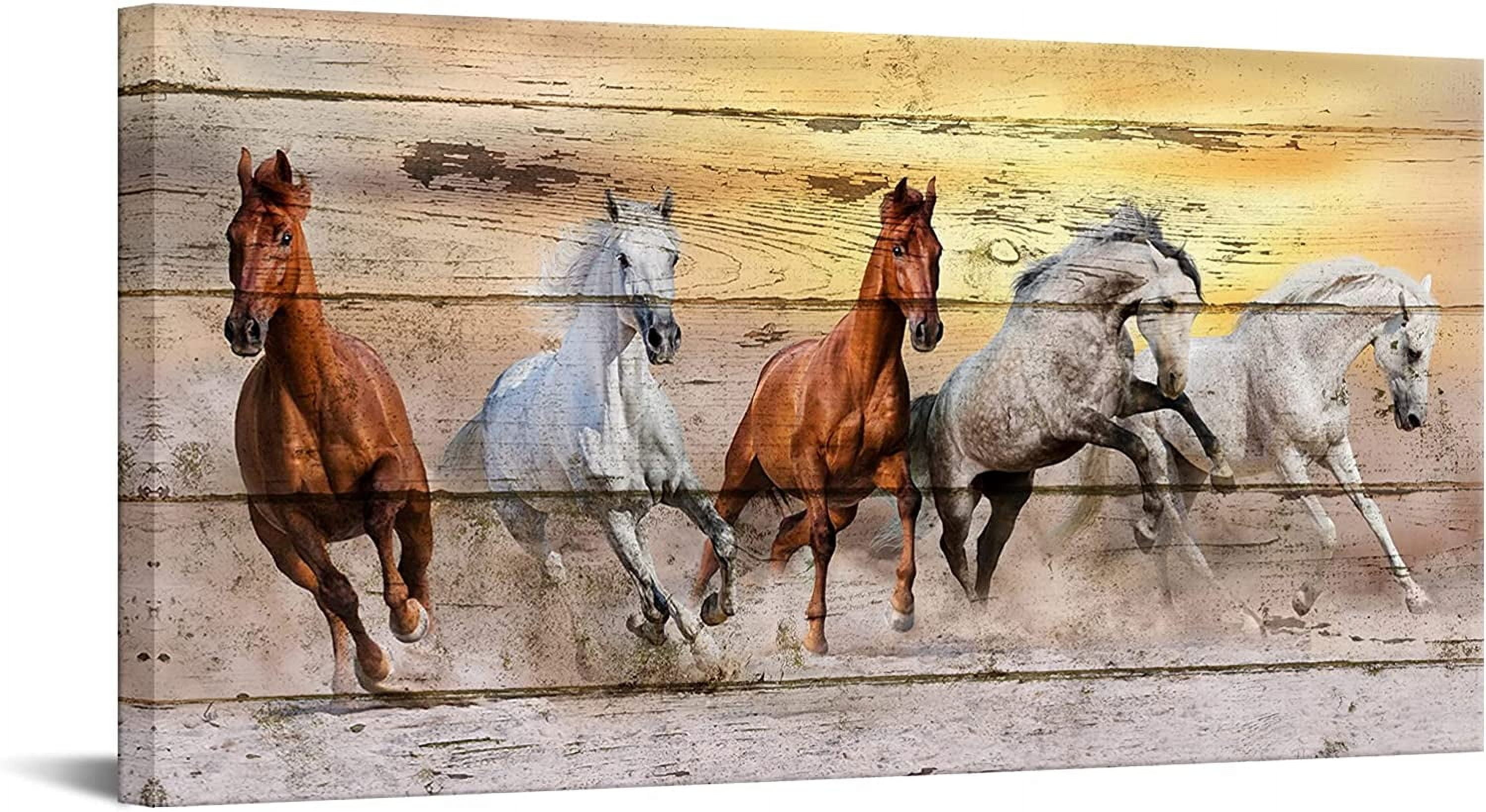 AABERIC - Large Horse Canvas Wall Art Wild Animal Picture Print on ...