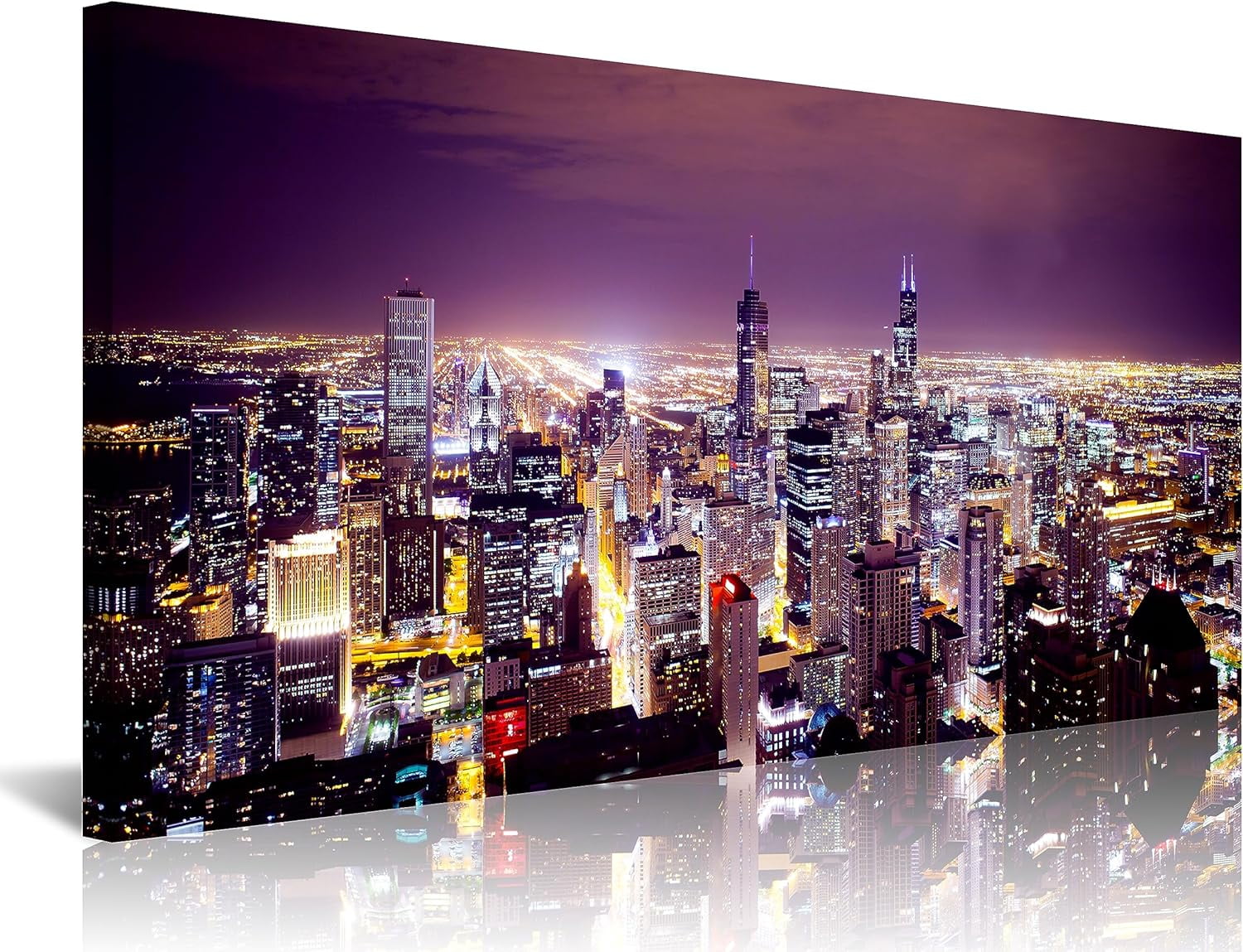 AABERIC Large Modern City Chicago Skyline Pictures Cityscape Canvas ...
