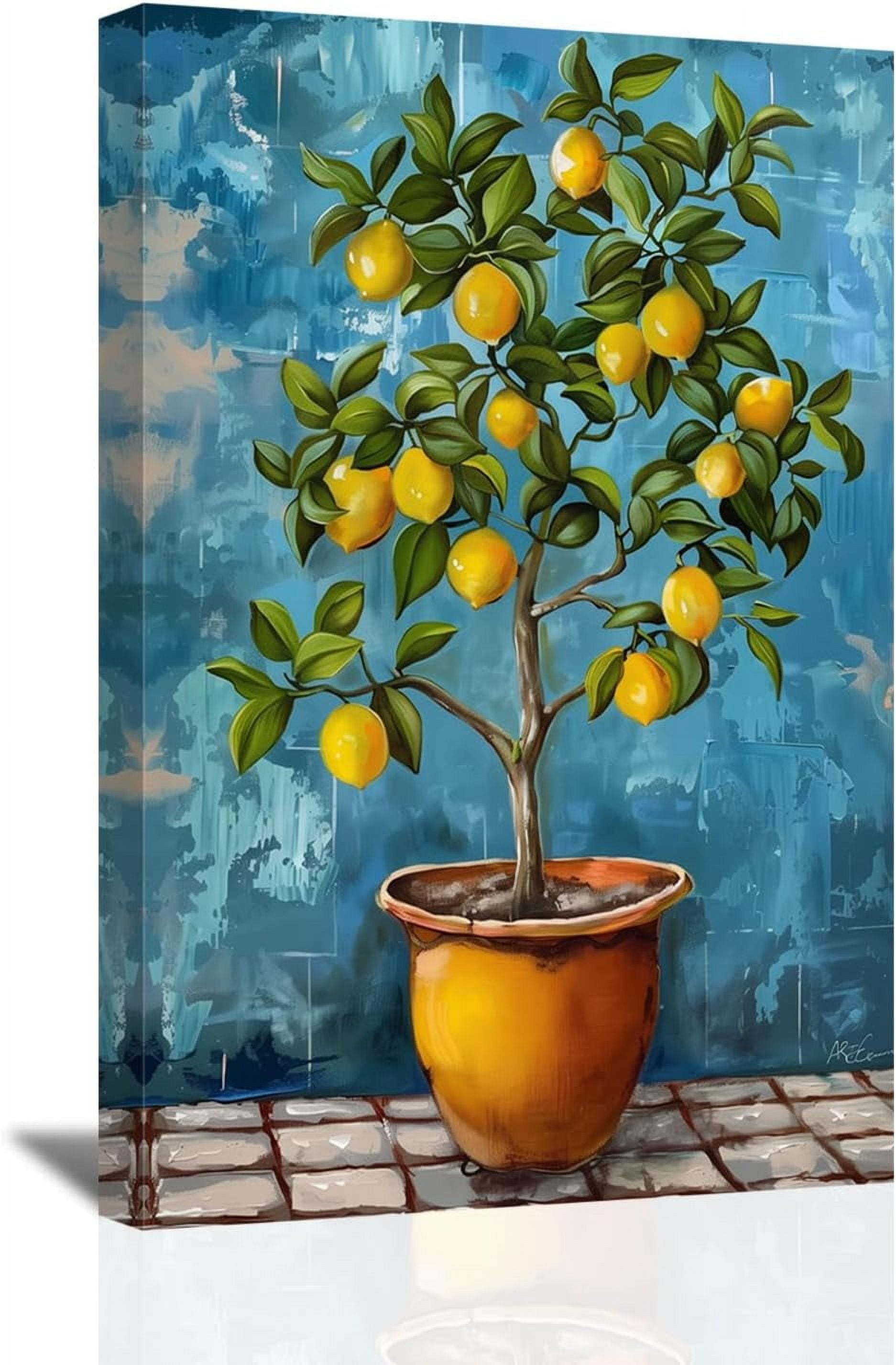 AABERIC Lemon Canvas Wall Art Kitchen Fruit Picture Vintage Farmhouse ...