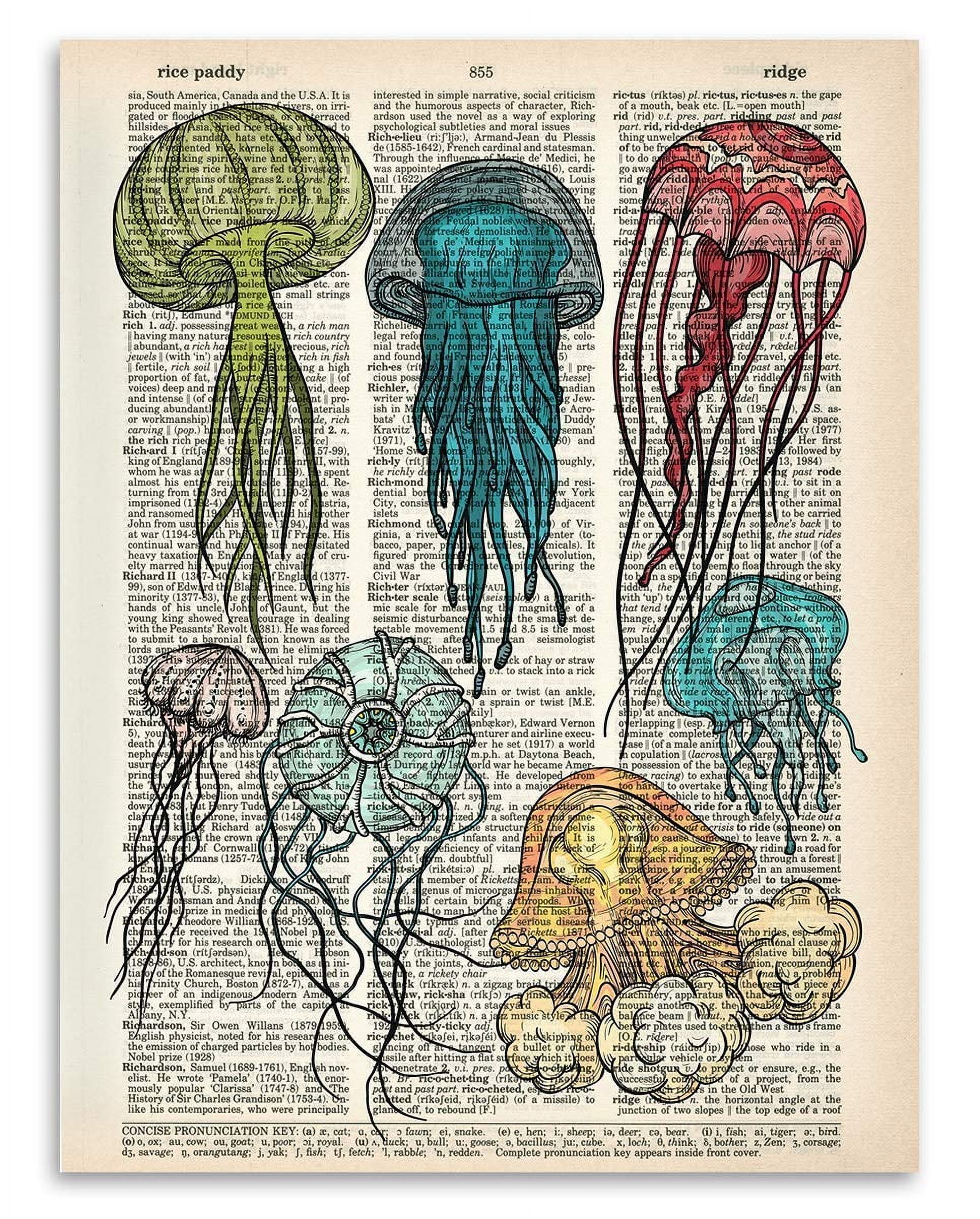 AABERIC Lemur Monkey - Upcycled Dictionary Art - Scary Lemur Animal Print, Classic Book Page ...