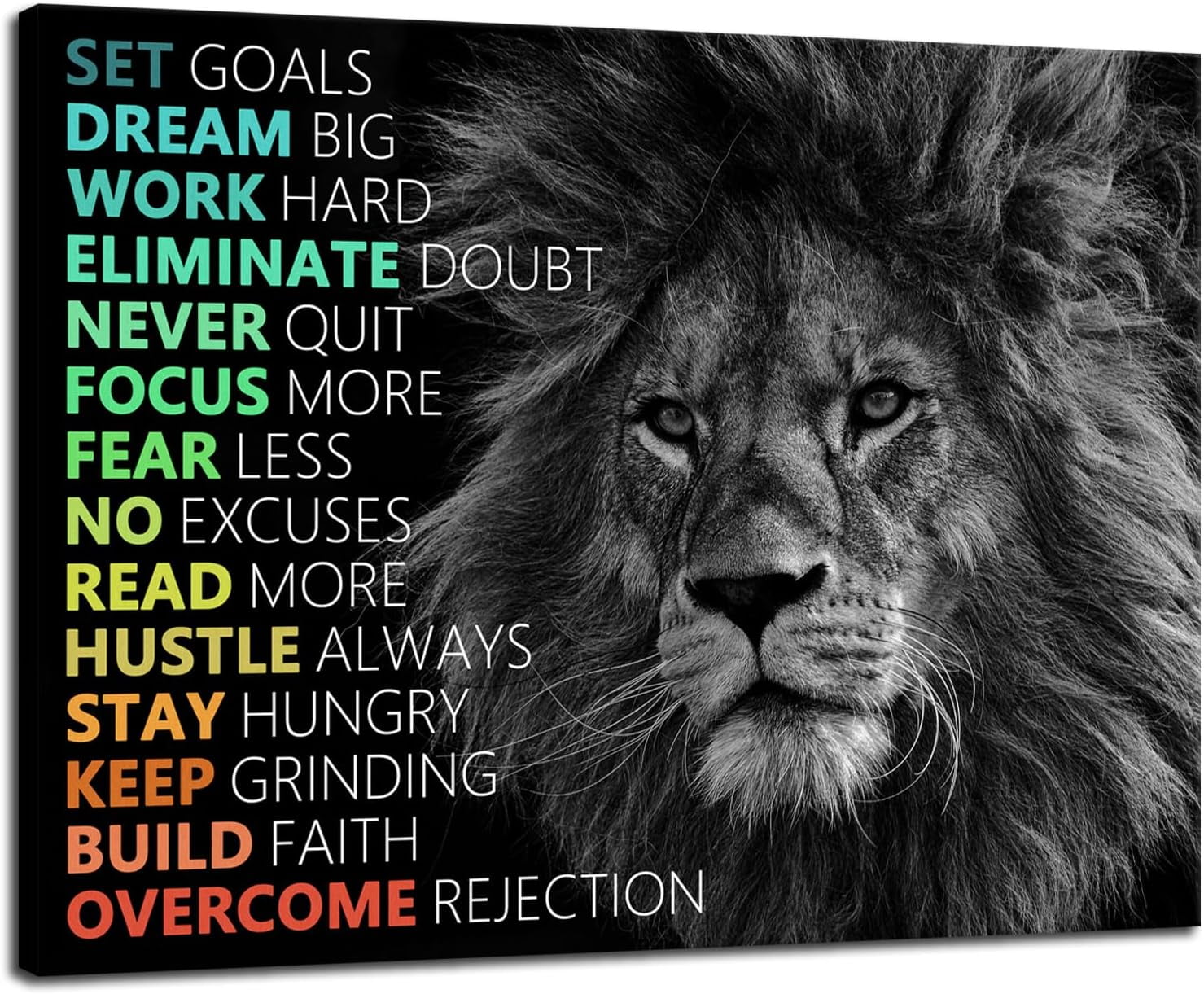 AABERIC Lion Inspirational Canvas Office Print Wall Art Animal ...