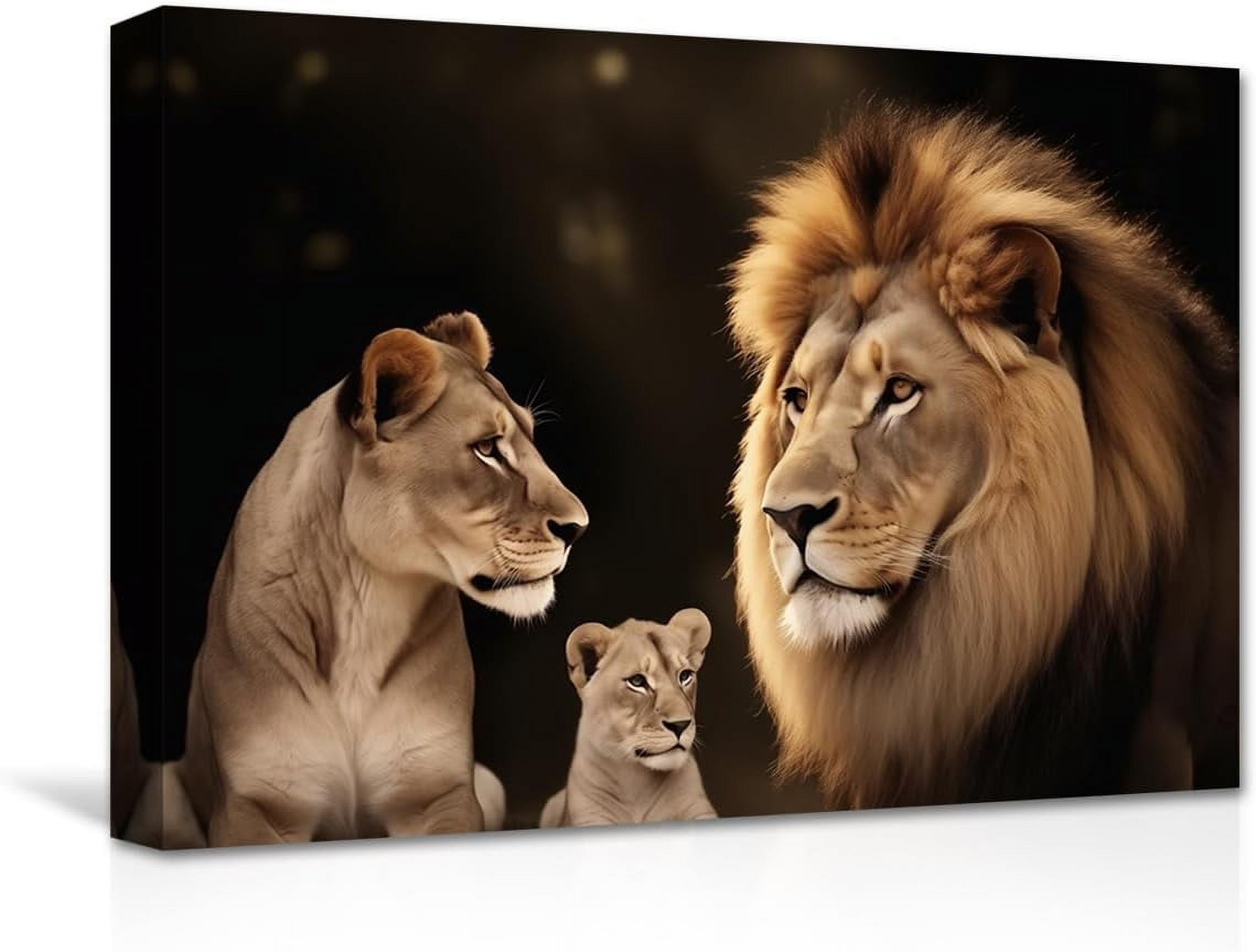 AABERIC Lion and Lioness Canvas Wall Art Black and White Lion Couple ...