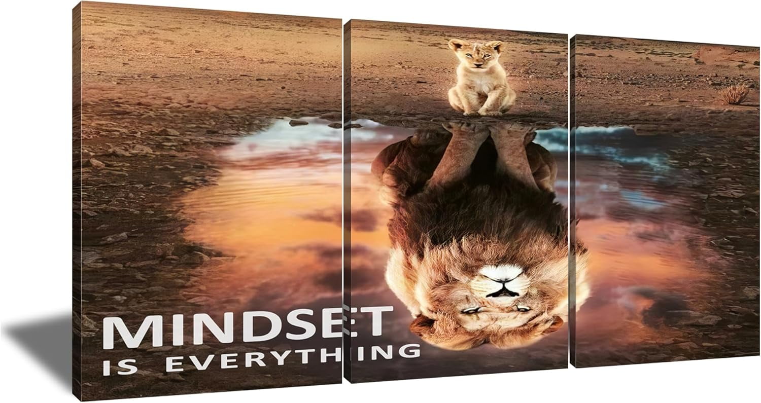 AABERIC Lion Motivational Canvas Print Wall Art Office Animal ...
