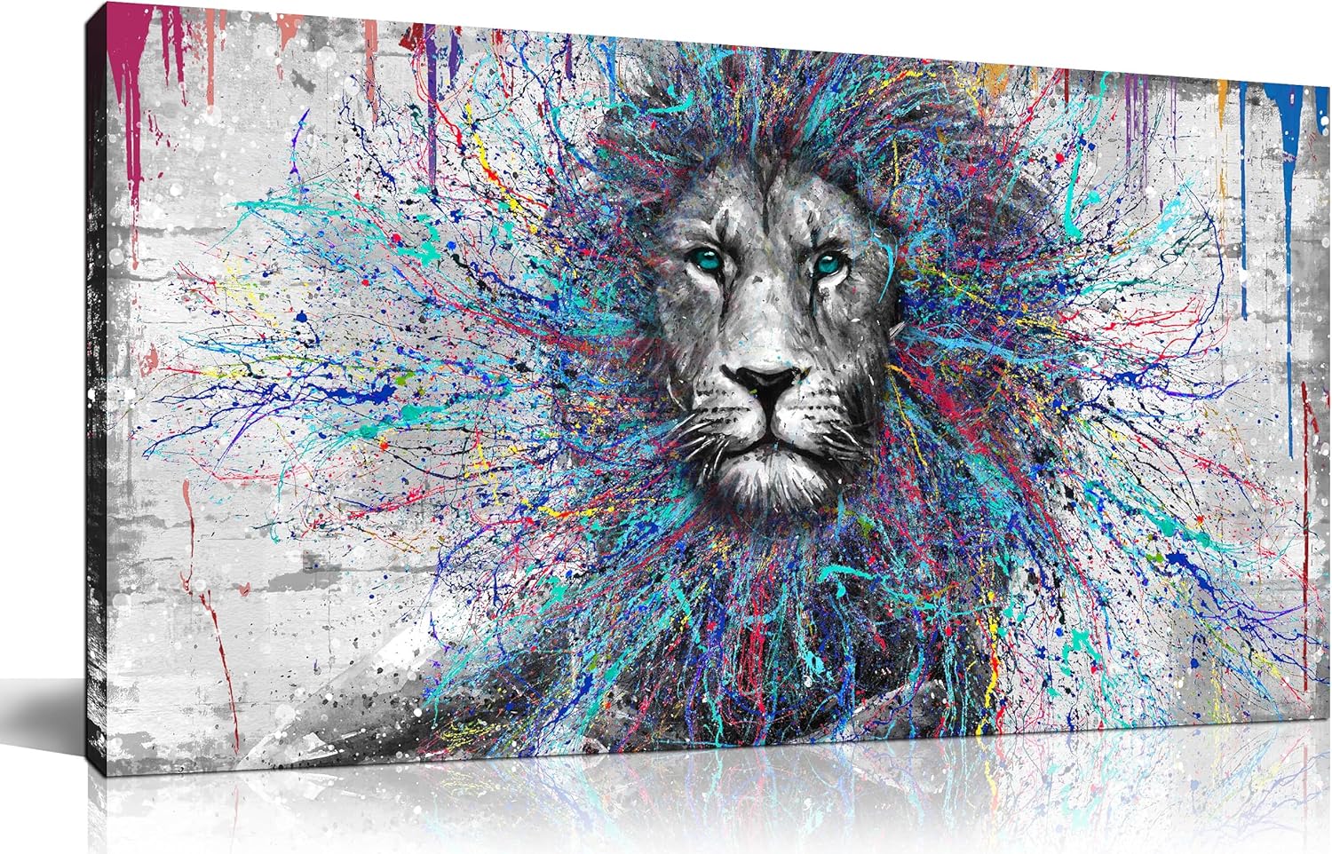 AABERIC Lion Wall Art for Living Room, Abstract Animal Wall Art for ...