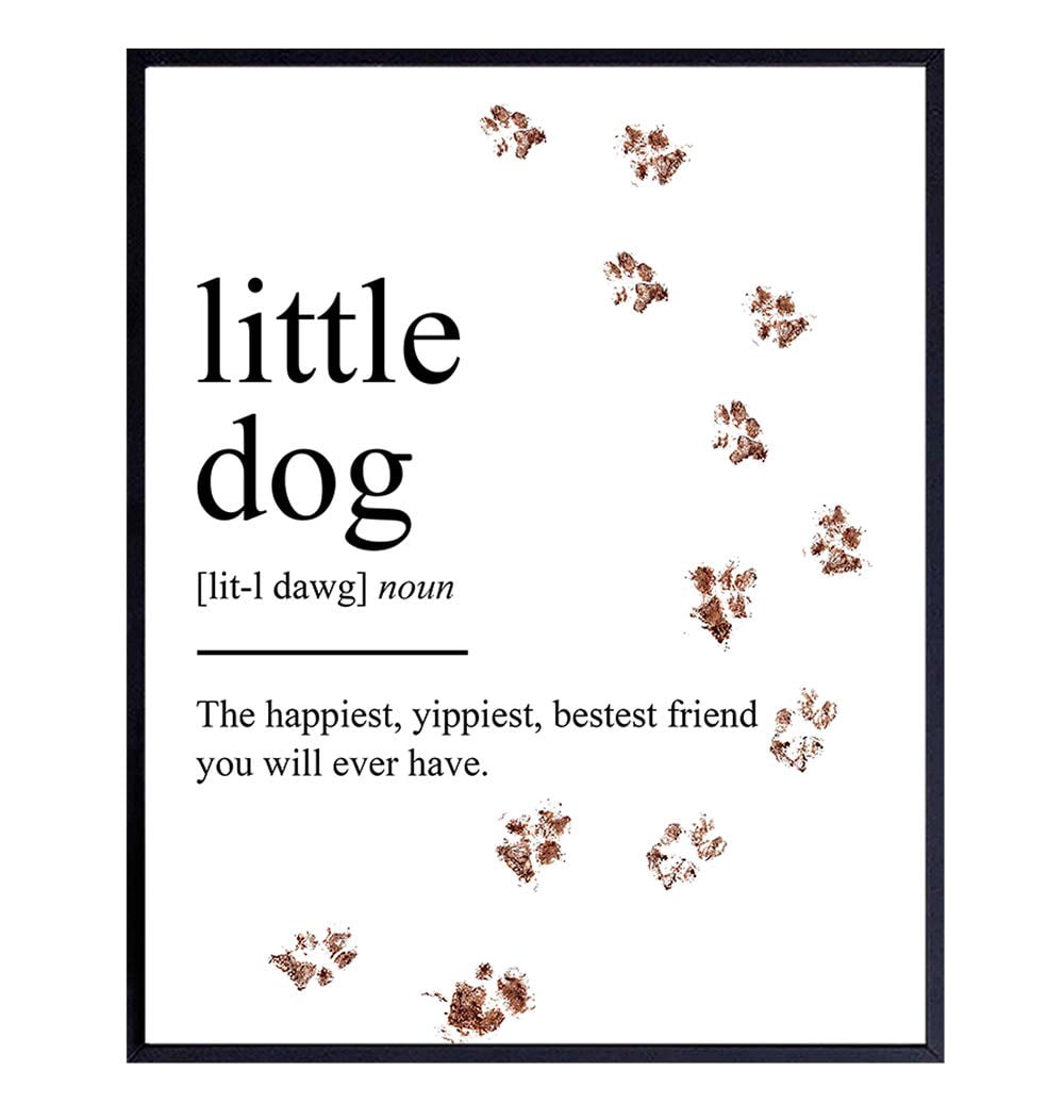 AABERIC Little Dog Definition Wall Art Poster With Paw Prints - Great ...