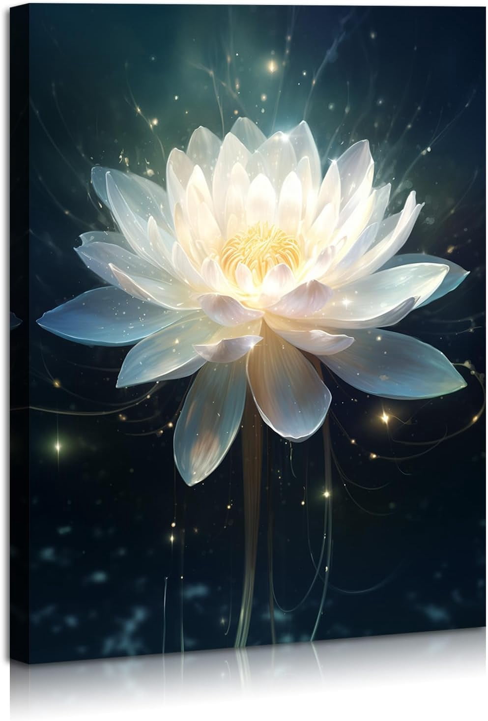 AABERIC Lotus Wall Art Canvas Ethereal White Lotus Pictures Spiritual ...