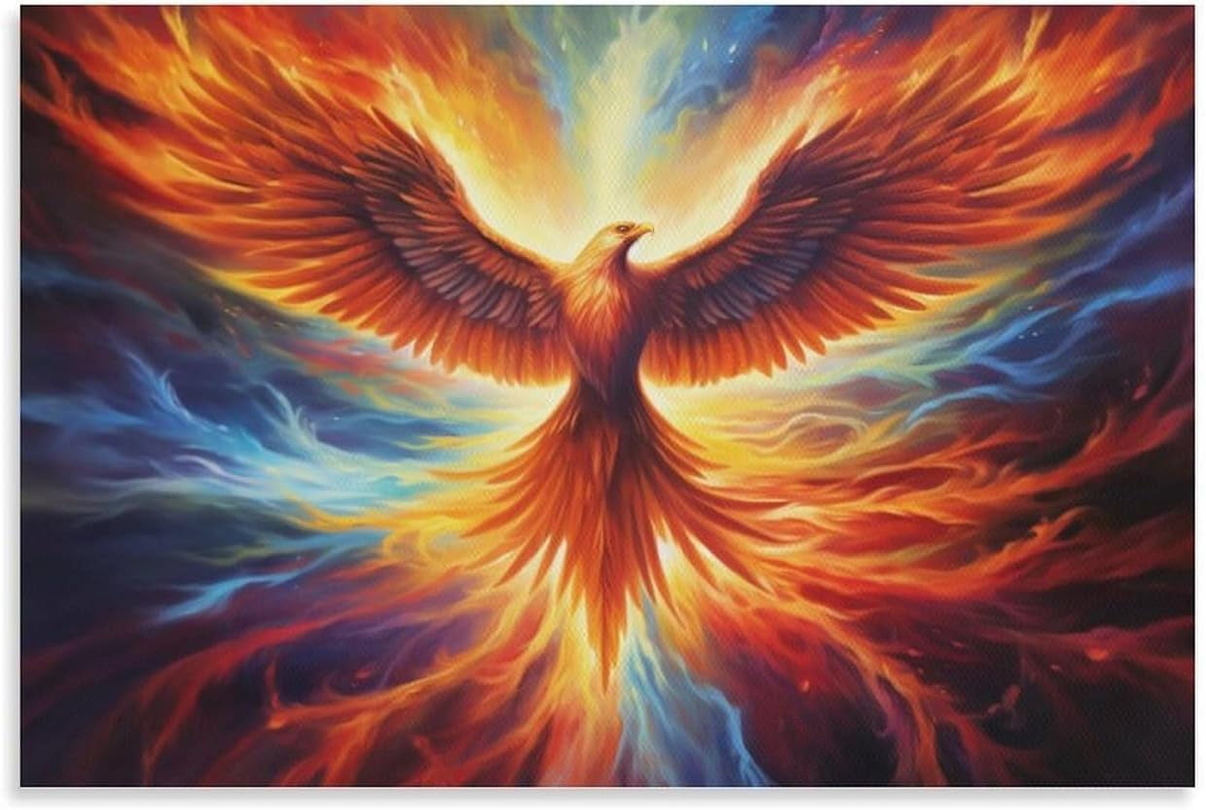 AABERIC Majestic Fantasy Vibrant Rising Fire Bird Phoenix Poster Canvas ...