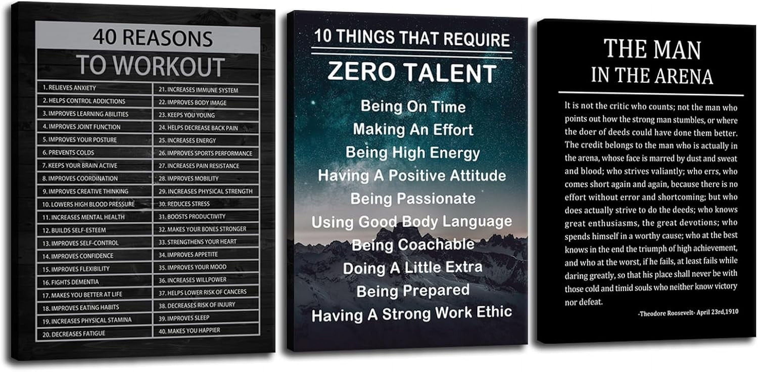 AABERIC The Man In The Arena Inspirational Canvas Office 3 Panel Print ...