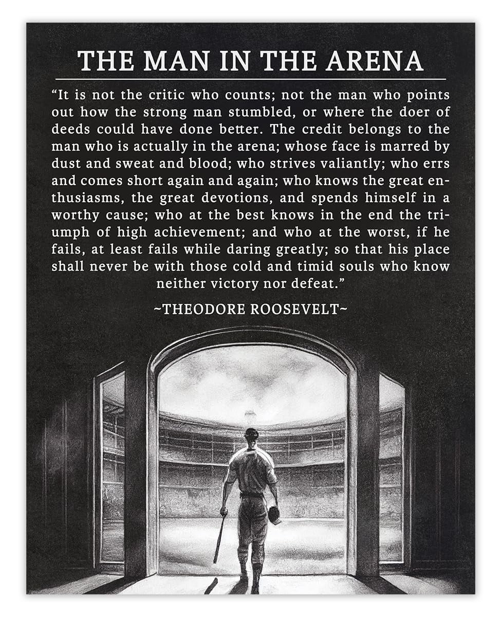 AABERIC The Man the Arena Wall Art Quote by Teddy Roosevelt: Daring ...
