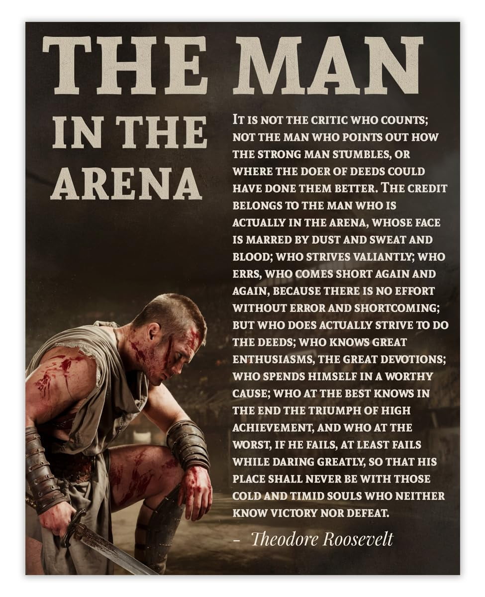 AABERIC The 'Man the Arena' Wall Art by Teddy Roosevelt: Daring Greatly ...
