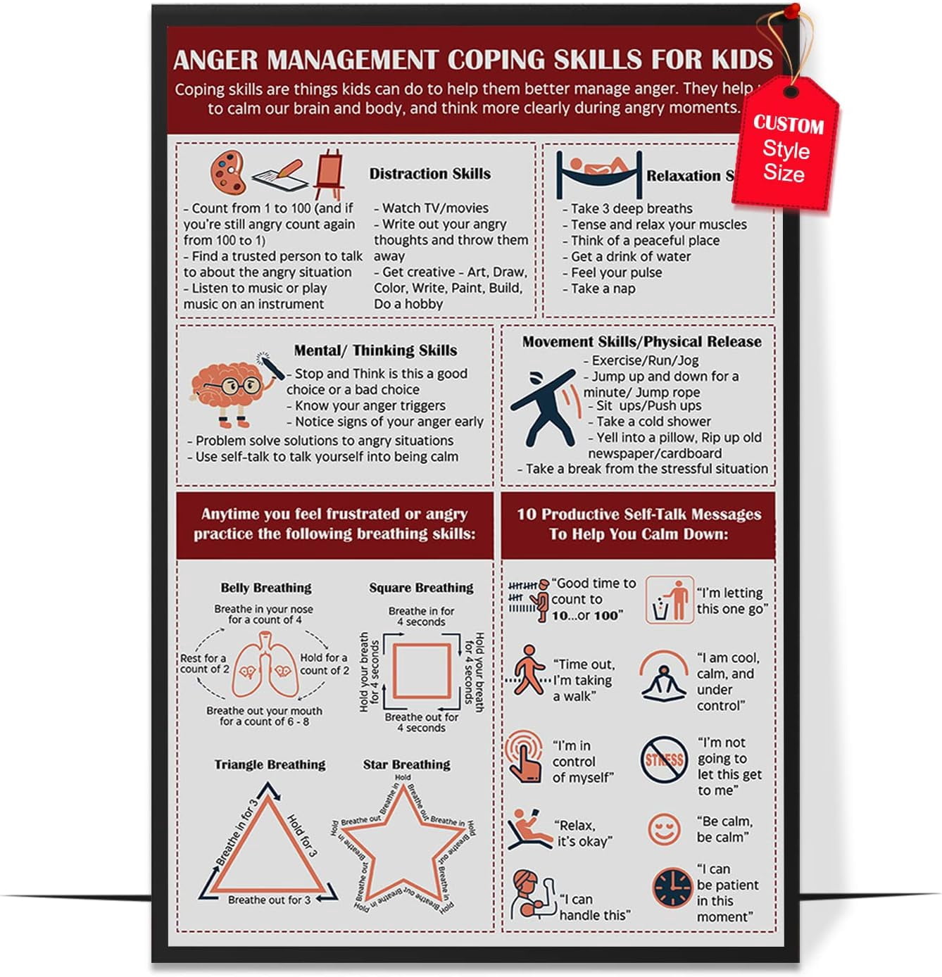AABERIC Mental Health Poster, Therapy Educational Supplies Art Print ...