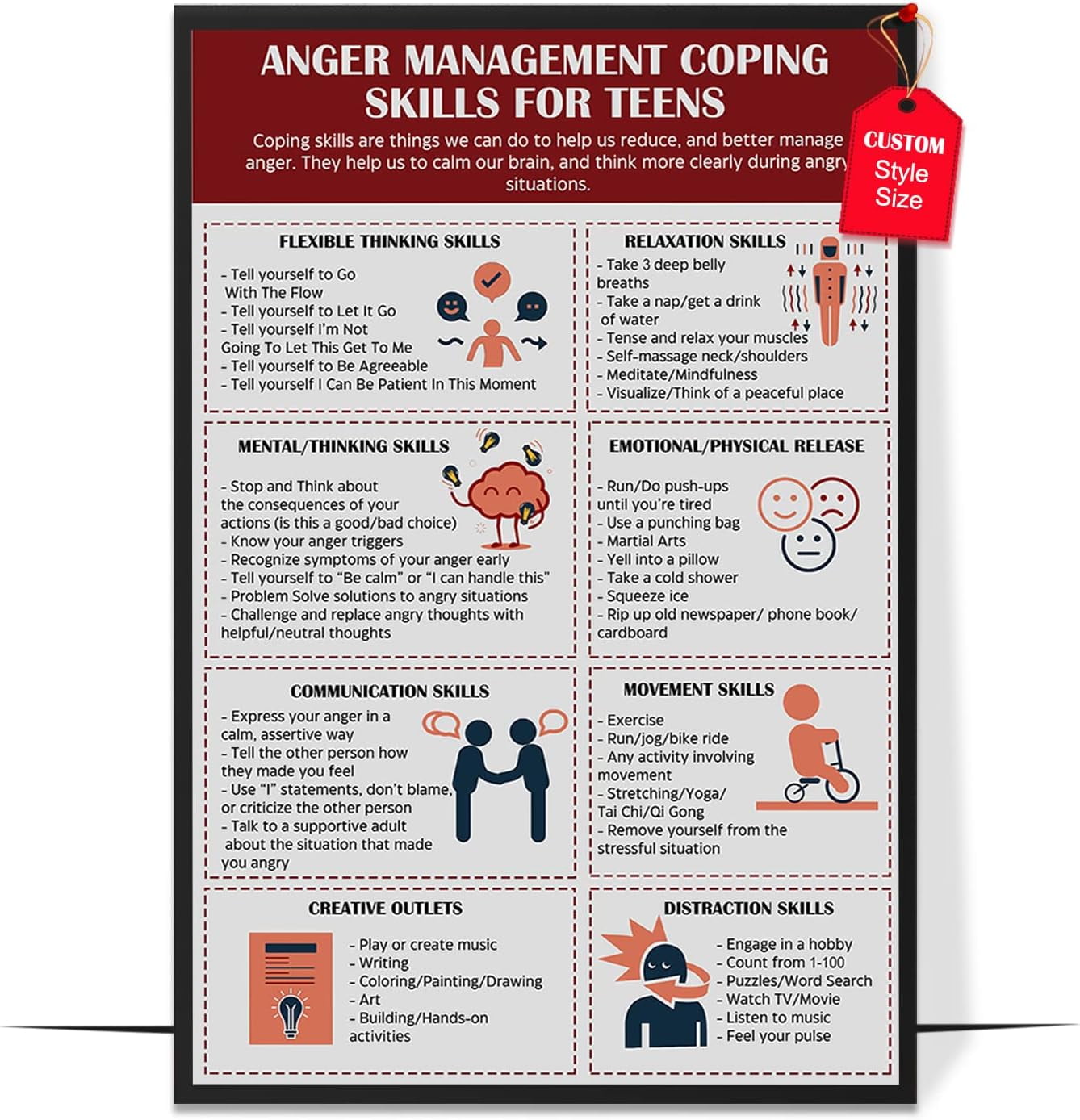 AABERIC Mental Health Poster, Therapy Educational Supplies Art Print ...