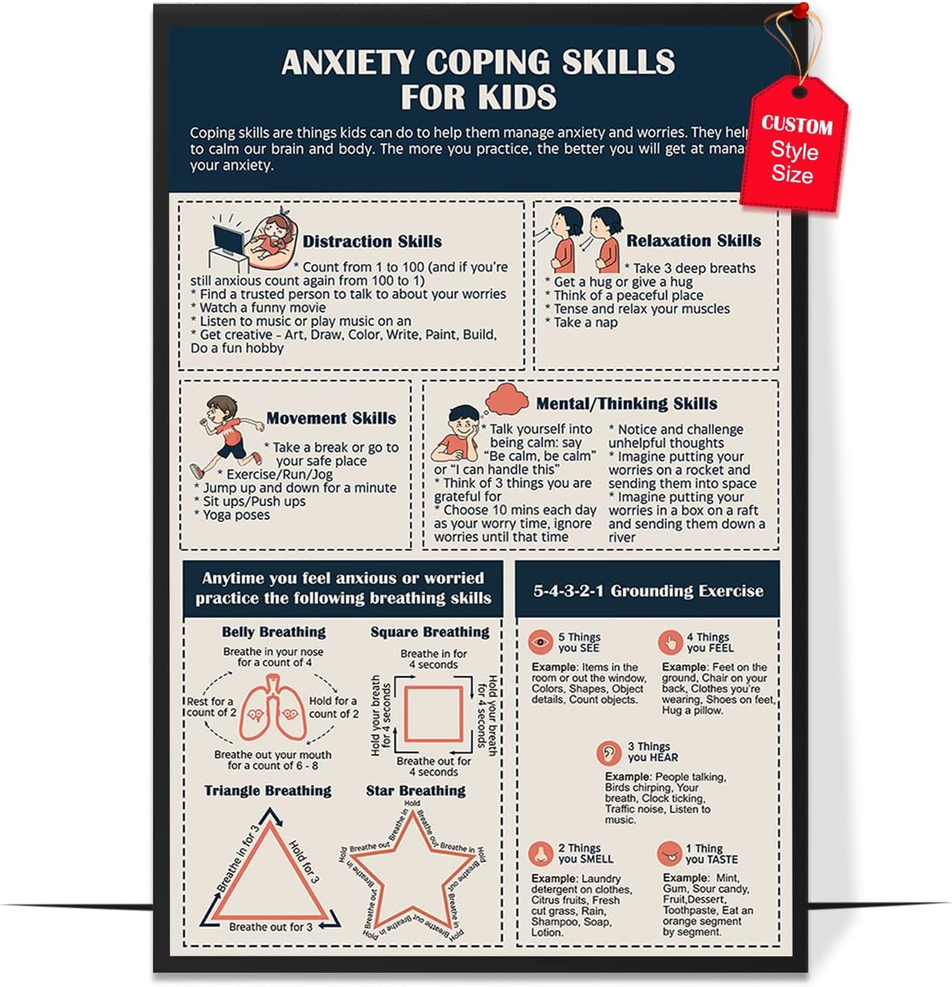 AABERIC Mental Health Poster, Therapy Educational Supplies Art Print ...