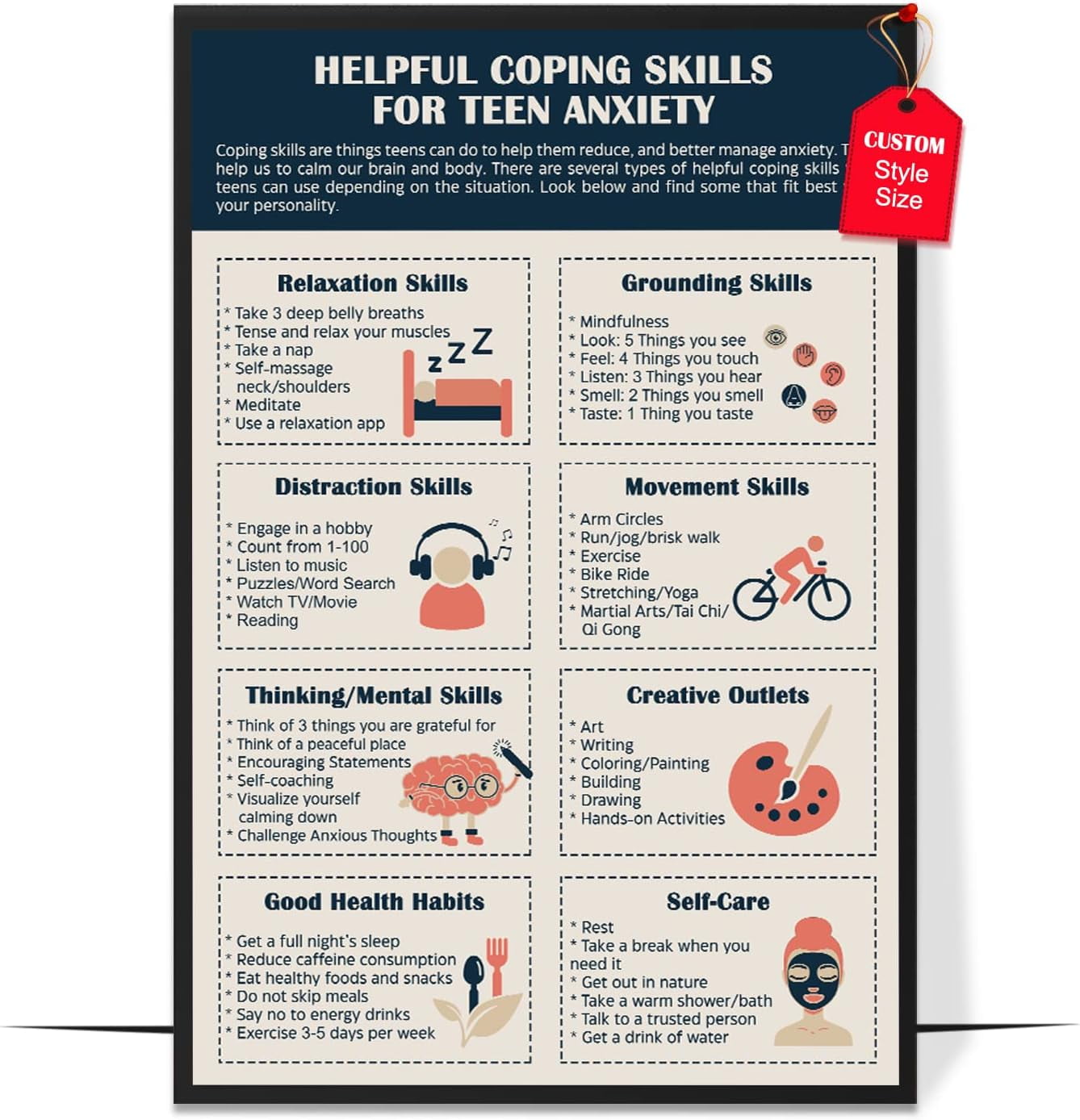 AABERIC Mental Health Poster, Therapy Educational Supplies Art Print ...