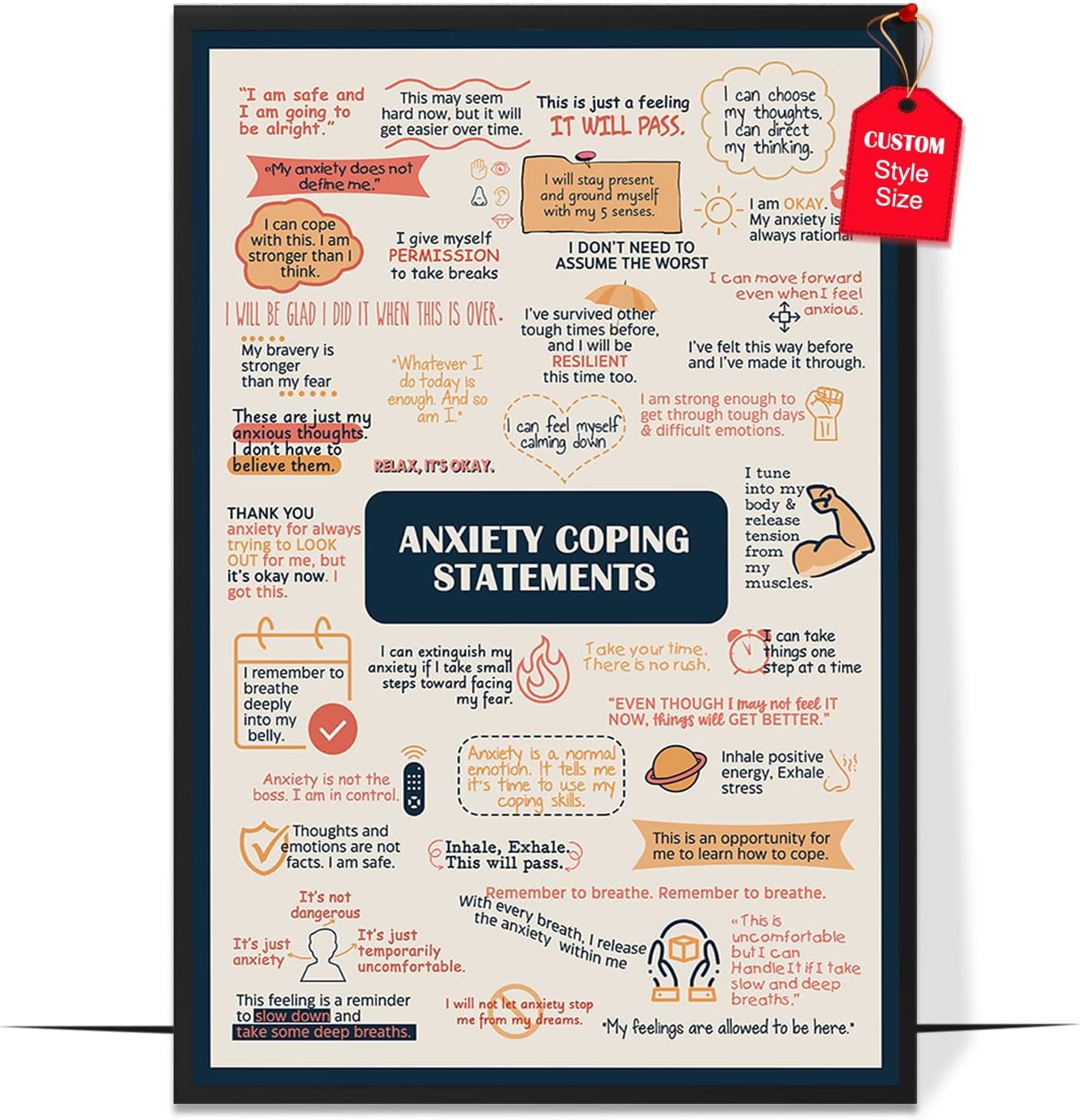 AABERIC Mental Health Poster, Therapy Educational Supplies Art Print ...