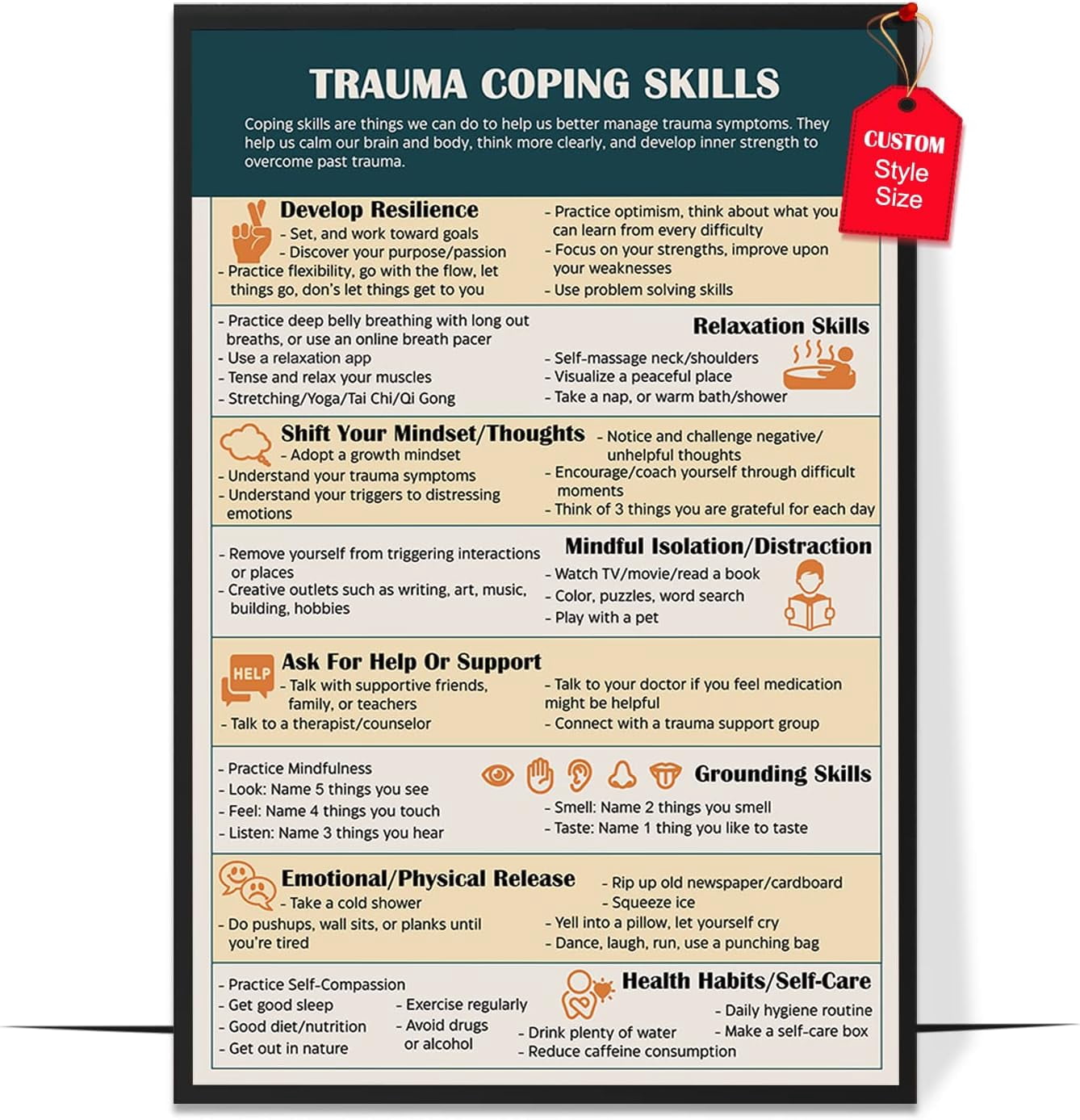 AABERIC Mental Health Poster, Therapy Educational Supplies Art Print ...