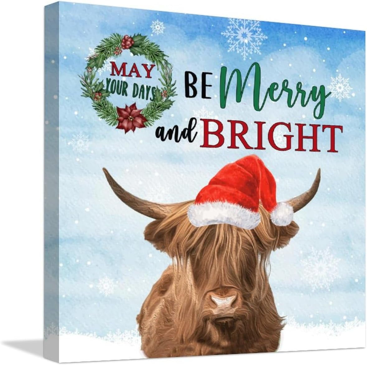 AABERIC Be Merry And Bright Canvas Paintings Christmas Wreath Farm Hat ...