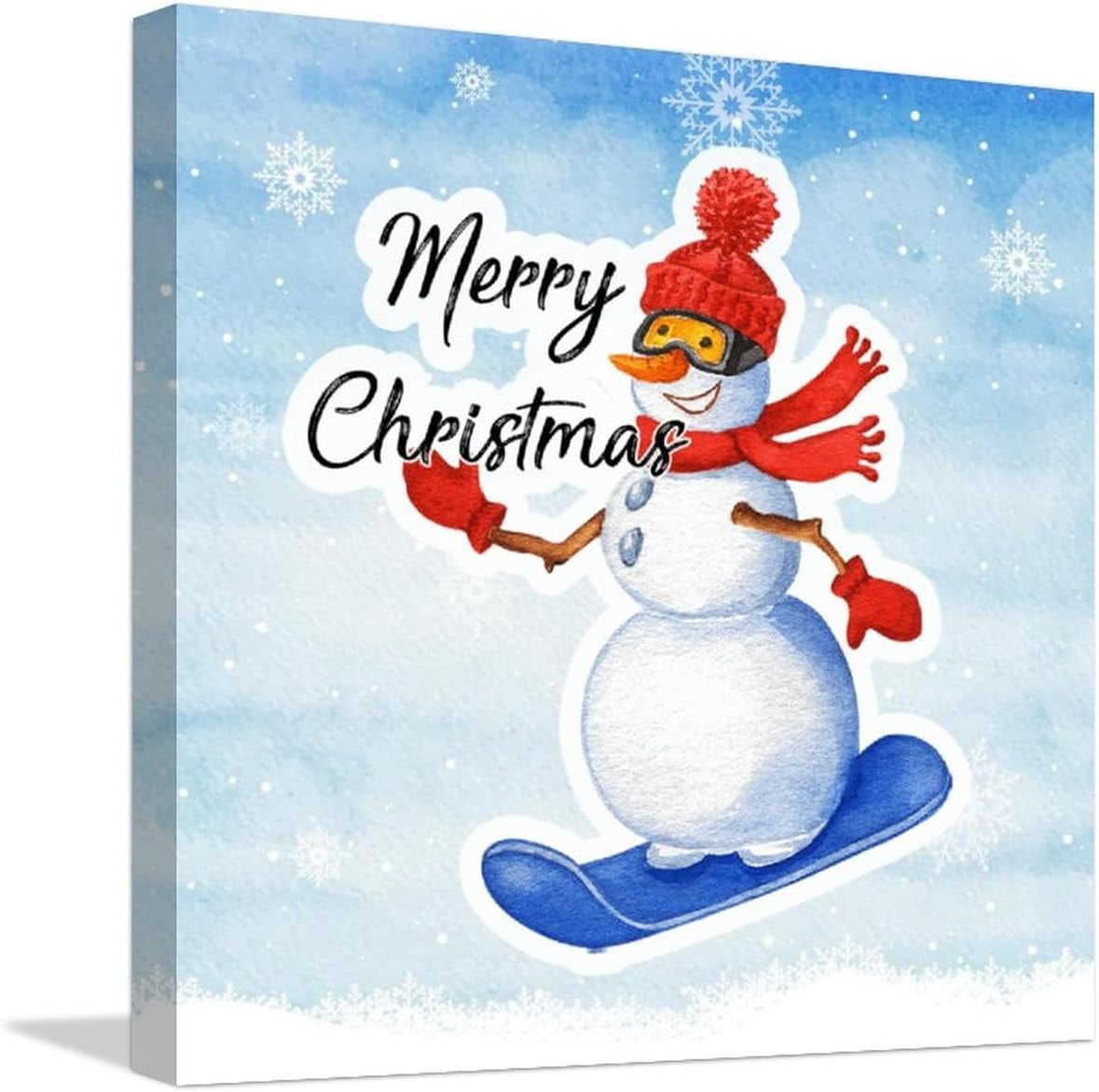 AABERIC Merry Christmas Canvas Prints Winter Snowman with Scarves Hats ...