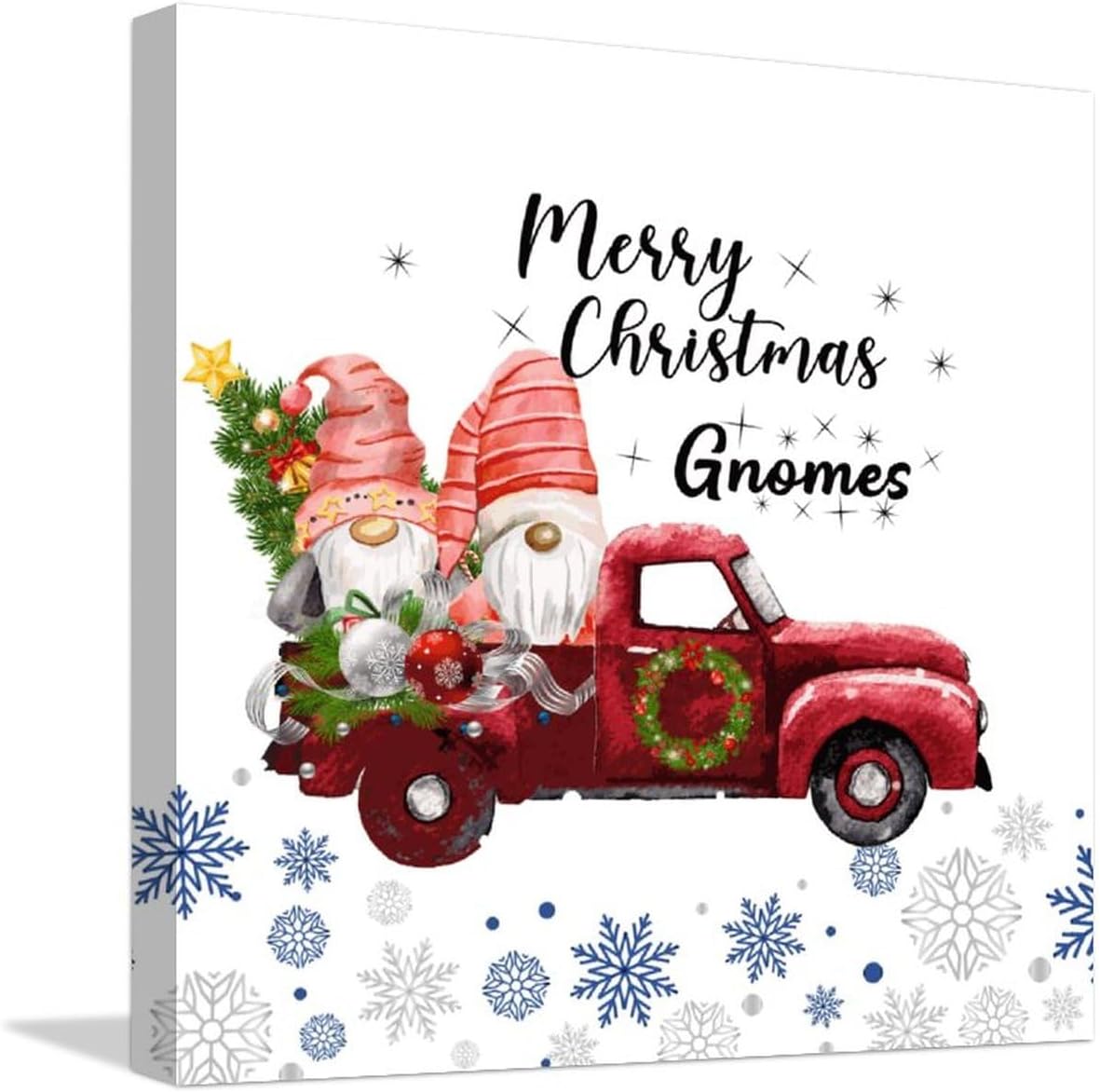 AABERIC Merry Christmas Gnomes Canvas Prints Christmas Tree Red Truck ...