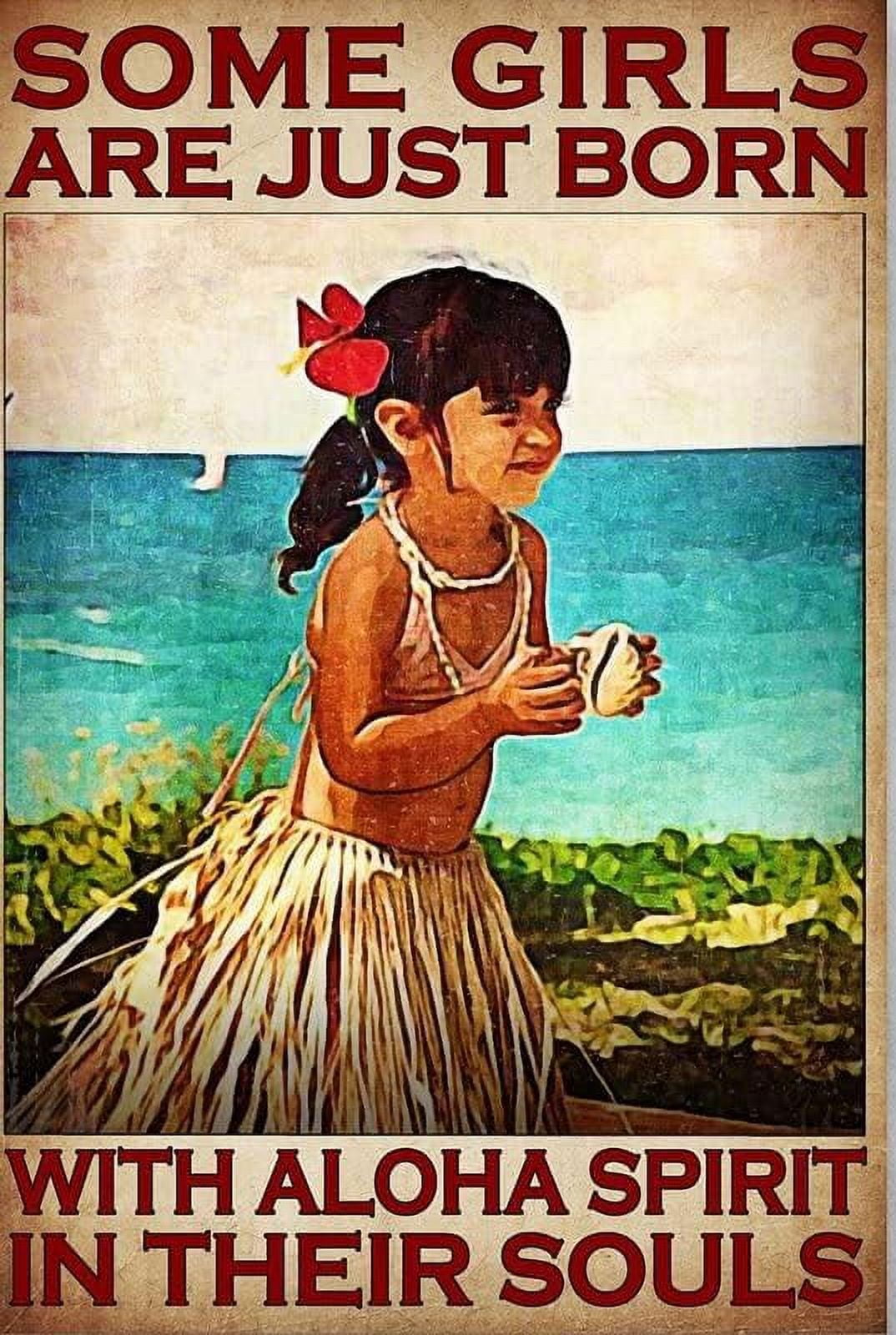 AABERIC Metal Art for Outside Metal Tin Sign Little Hawaii Girl Some ...