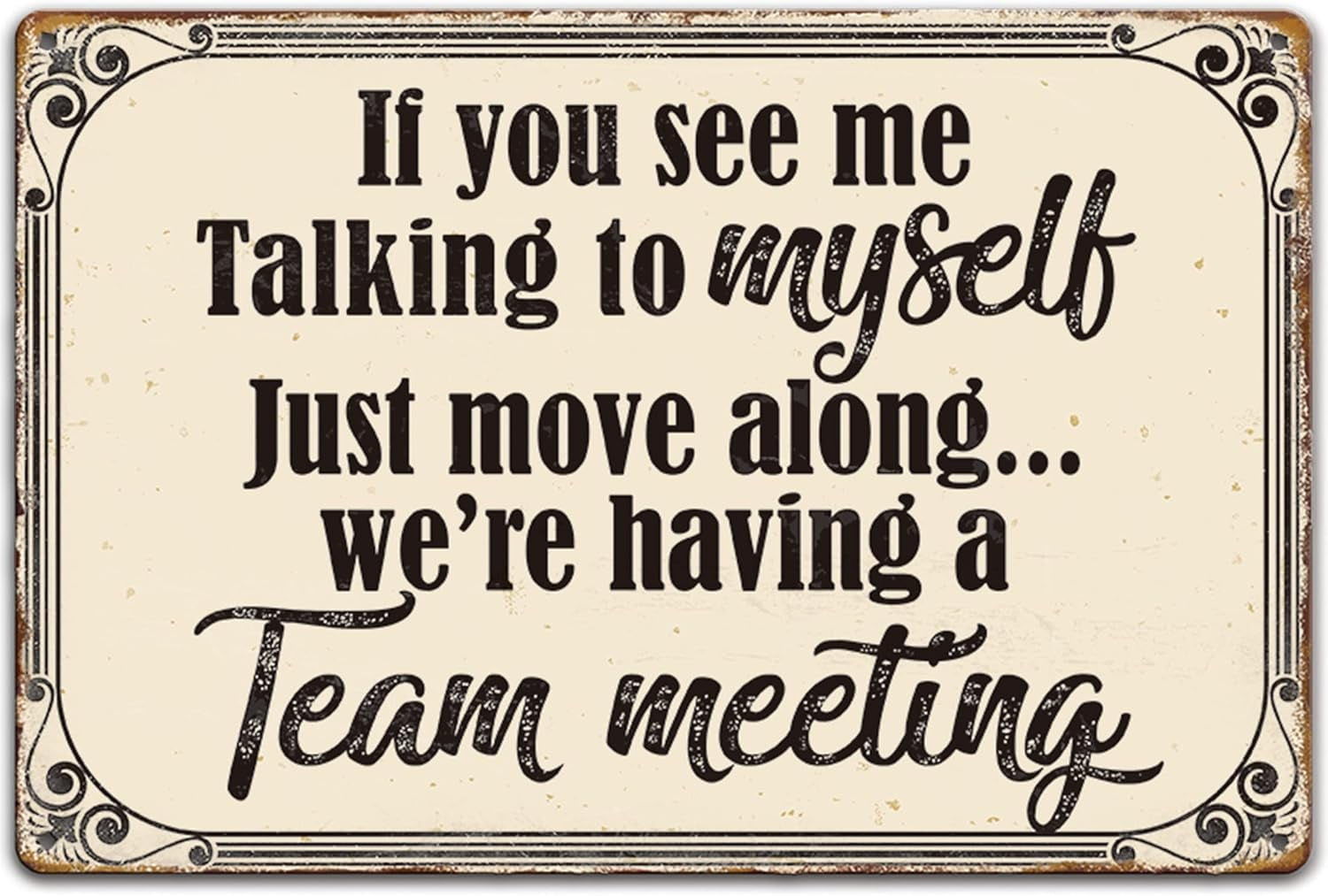 AABERIC Metal Decorative Signage, 8 x 12 Inch Funny Team Meeting Tin ...