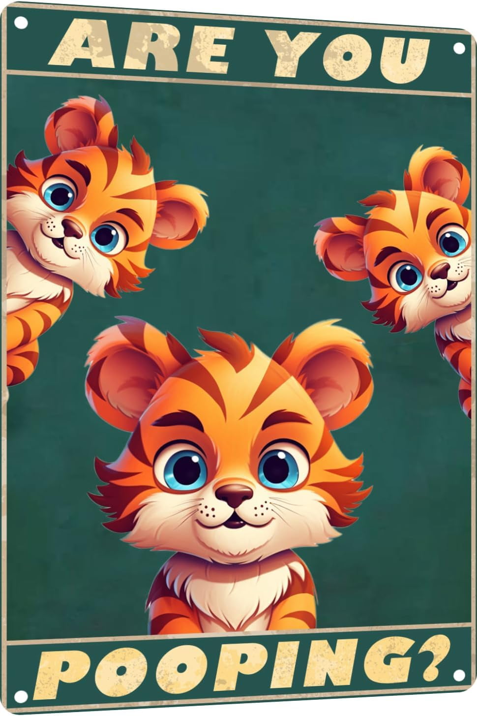 AABERIC Metal Sign Tiger Are You Pooping Sign Vintage Funny Sign Retro ...