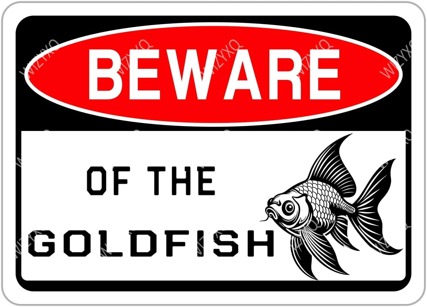AABERIC Metal Signs Beware of The Goldfish Sign Funny Metal Sign ...