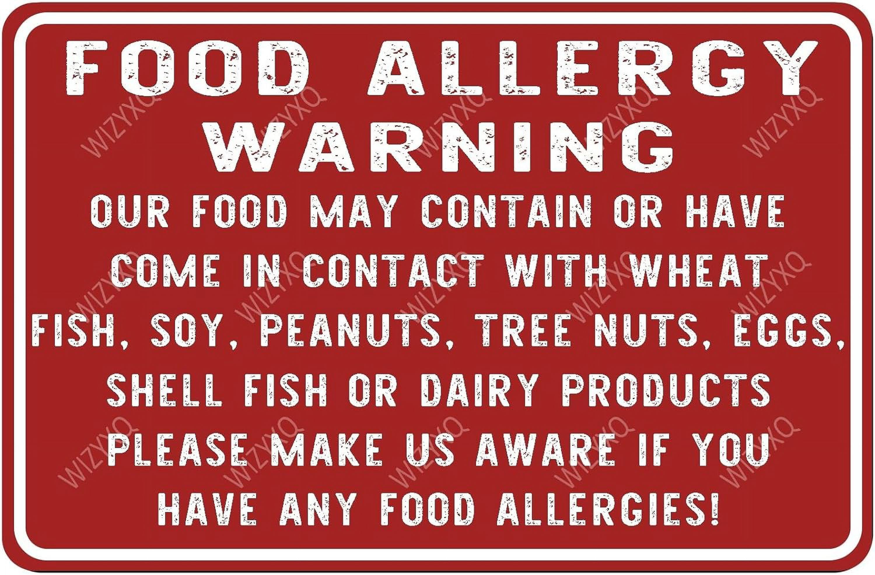 AABERIC Metal Signs Food Allergy Warning Sign Funny Vintage Tin Sign ...