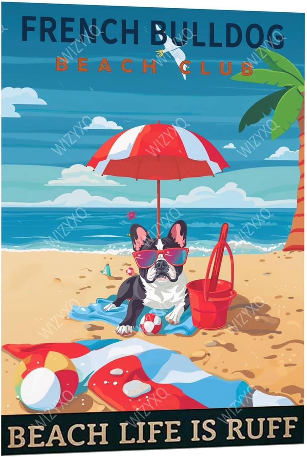 AABERIC Metal Signs French Bulldog Beach Life Is Ruff Dog Sign Vintage ...