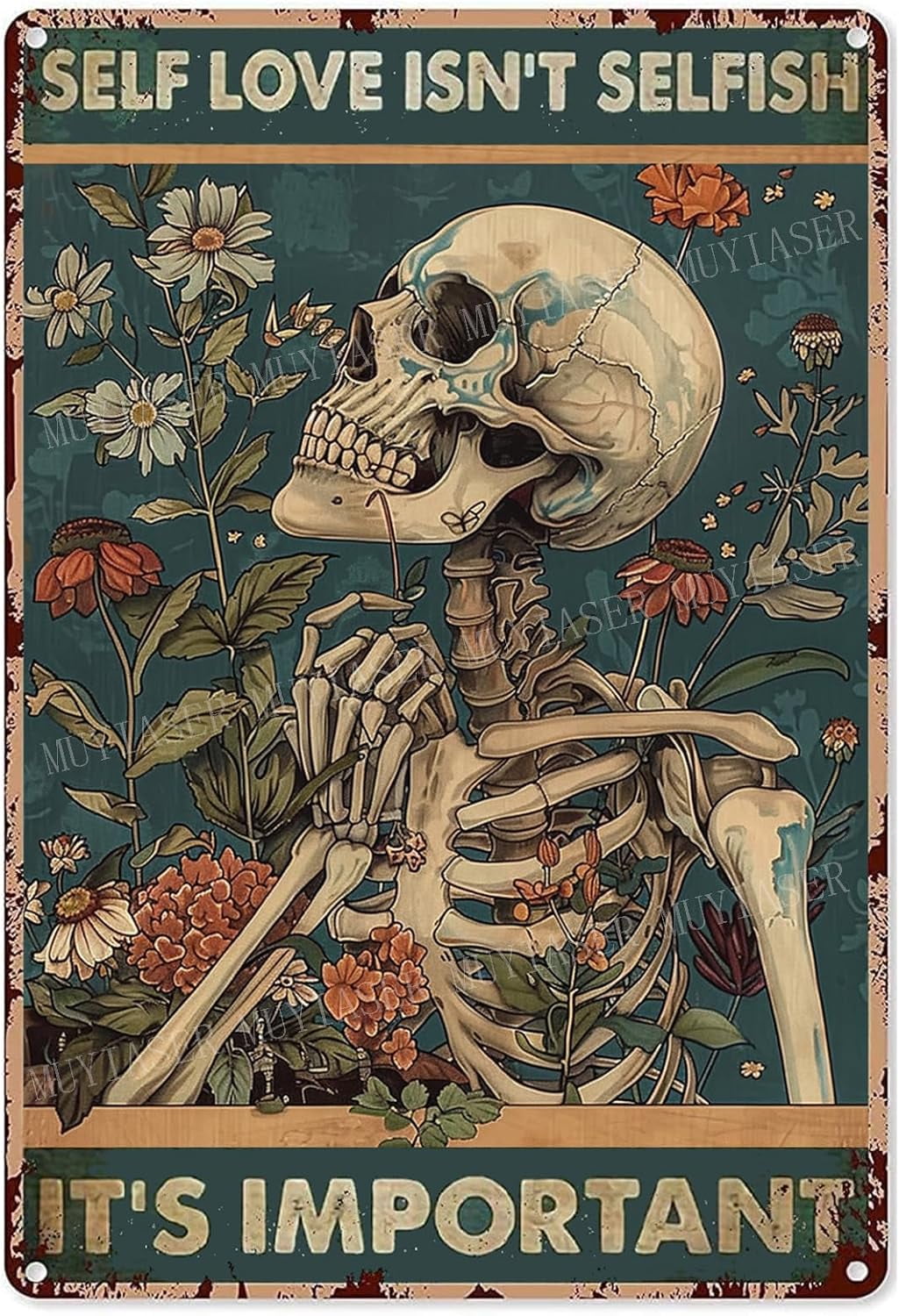 AABERIC Metal Signs Skeletons Self love isn't selfish It's important ...