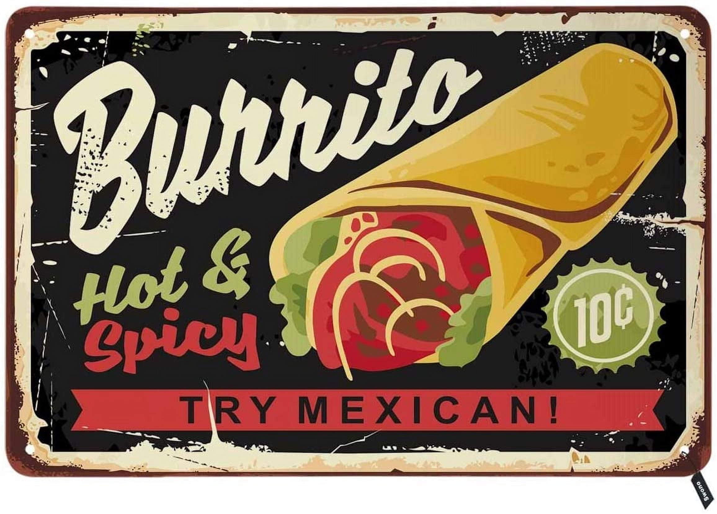 AABERIC Mexican Burrito Tin Signs,Hot and Spicy Mexican Cuisine Food ...