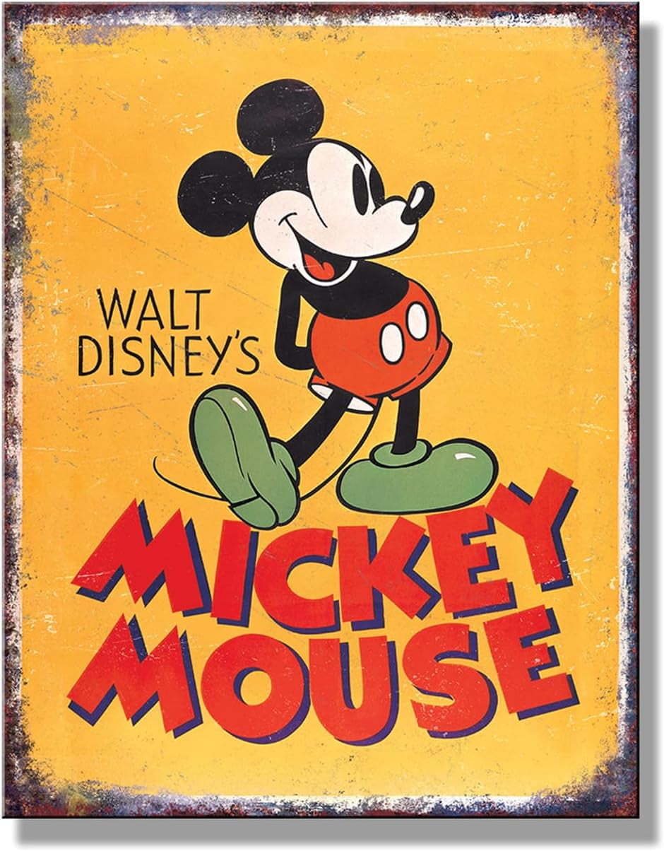 AABERIC Mickey Mouse Poster Tin Sign - Mickey and Minnie Bathroom Décor ...