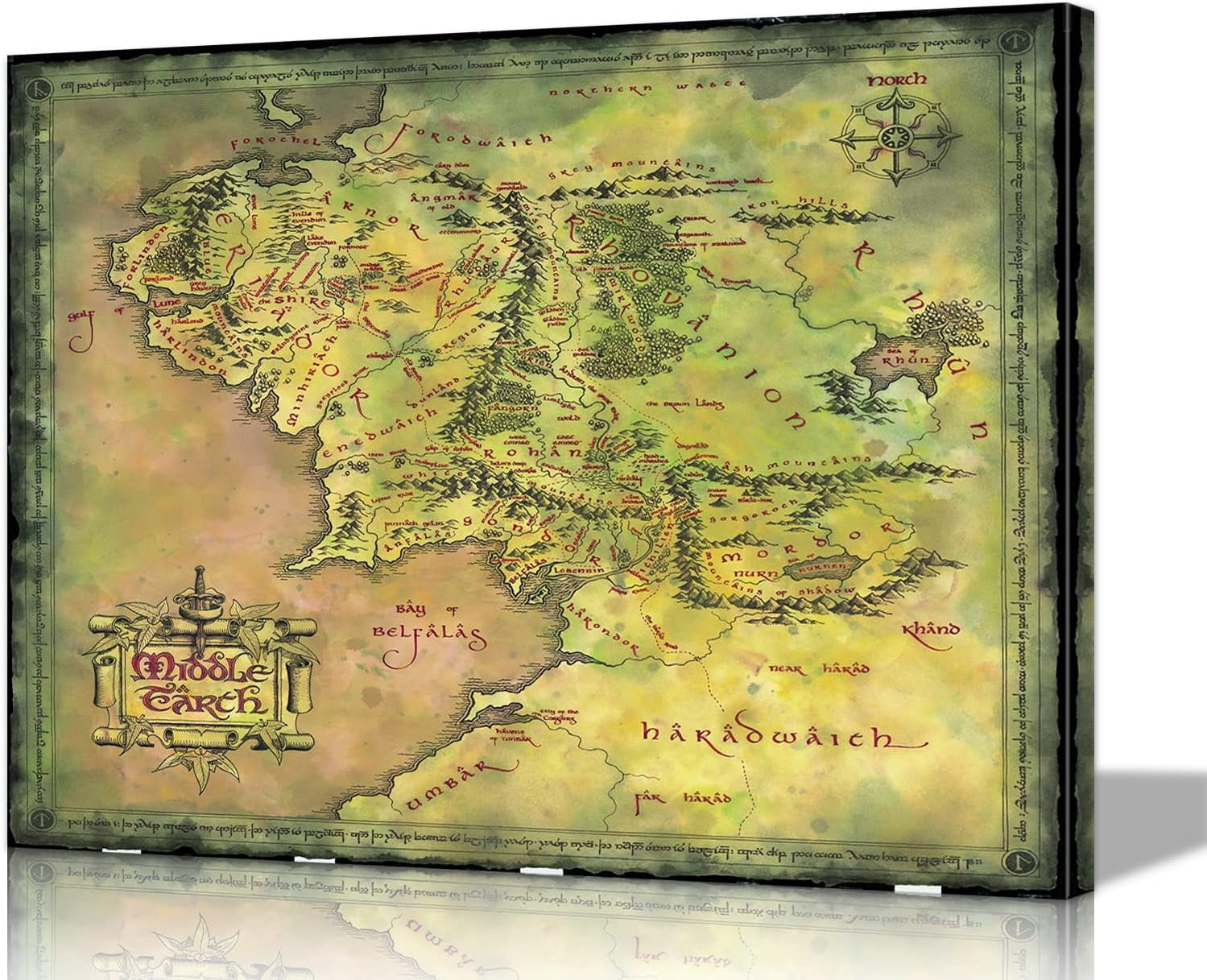 AABERIC Middle Earth Map Wall Decor Map of Middle Earth Canvas Art Maps ...
