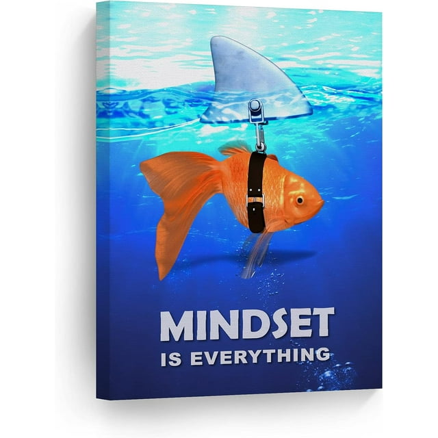 AABERIC Mindset is Everything Fish vs Shark Ocean Motivational Wall Art ...
