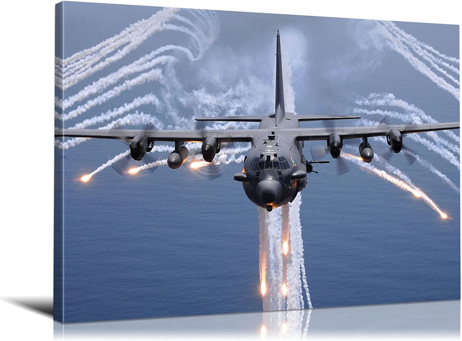 AABERIC Modern Airplane Canvas Art Military Attack Aircraft AC-130 ...