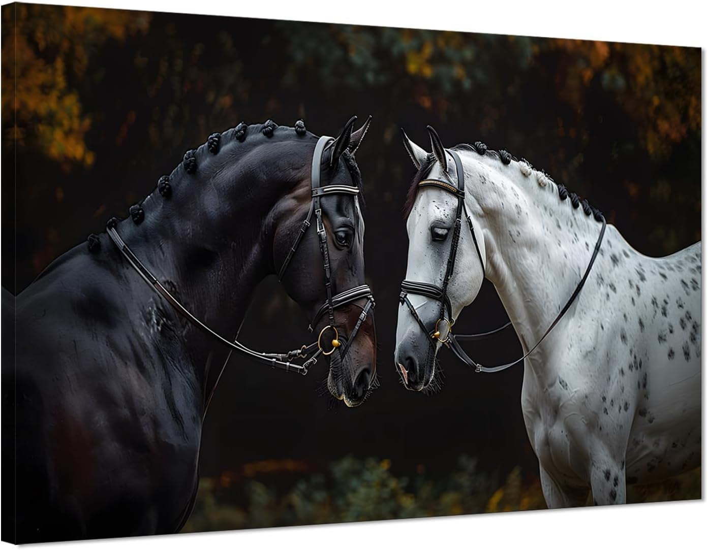 AABERIC Modern Animal Wall Art Pictures Black White Horse Painting Wall ...