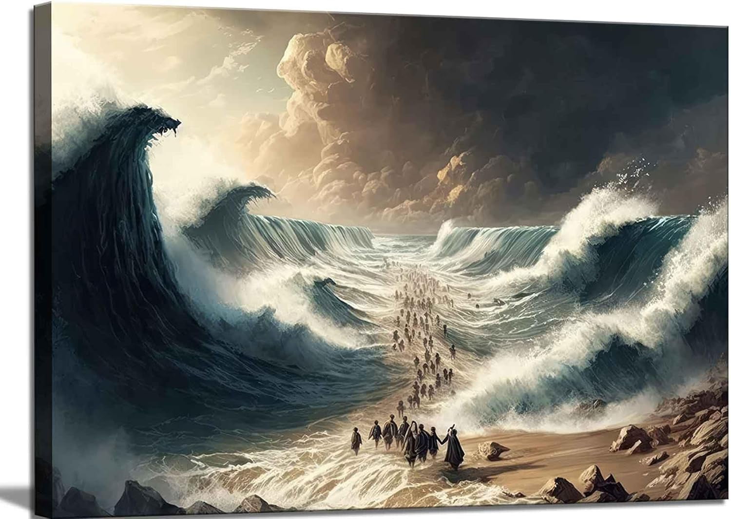 AABERIC Modern Christian Canvas Wall Art Bible Stories Moses Parting ...