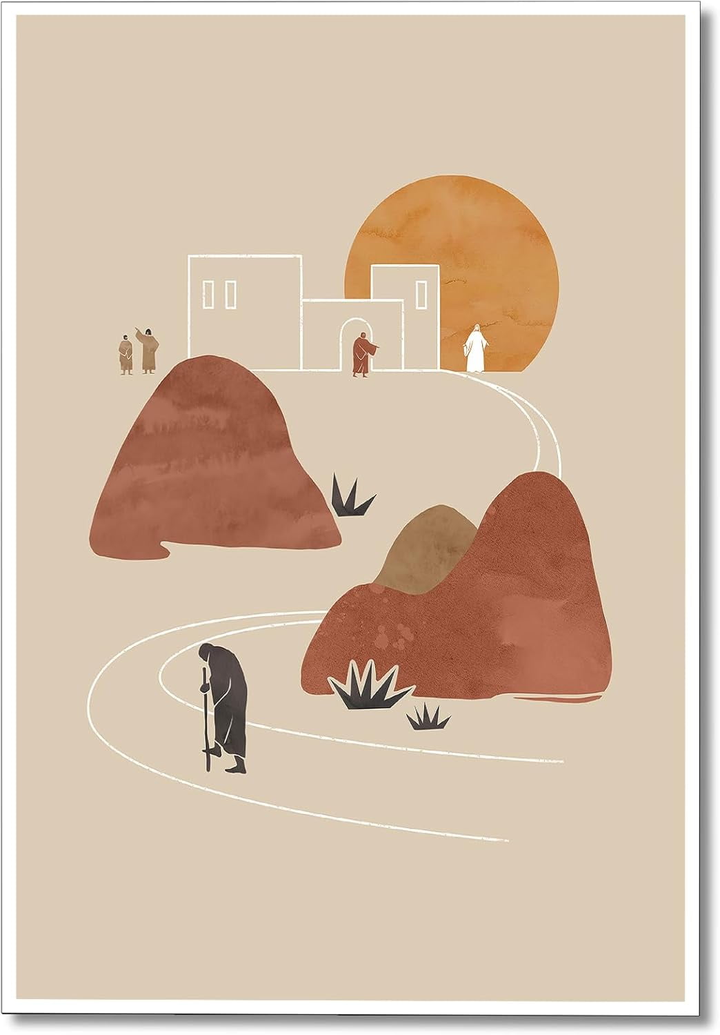 AABERIC Modern Minimalist Jesus Canvas Wall Art Abstract Prodigal Son ...