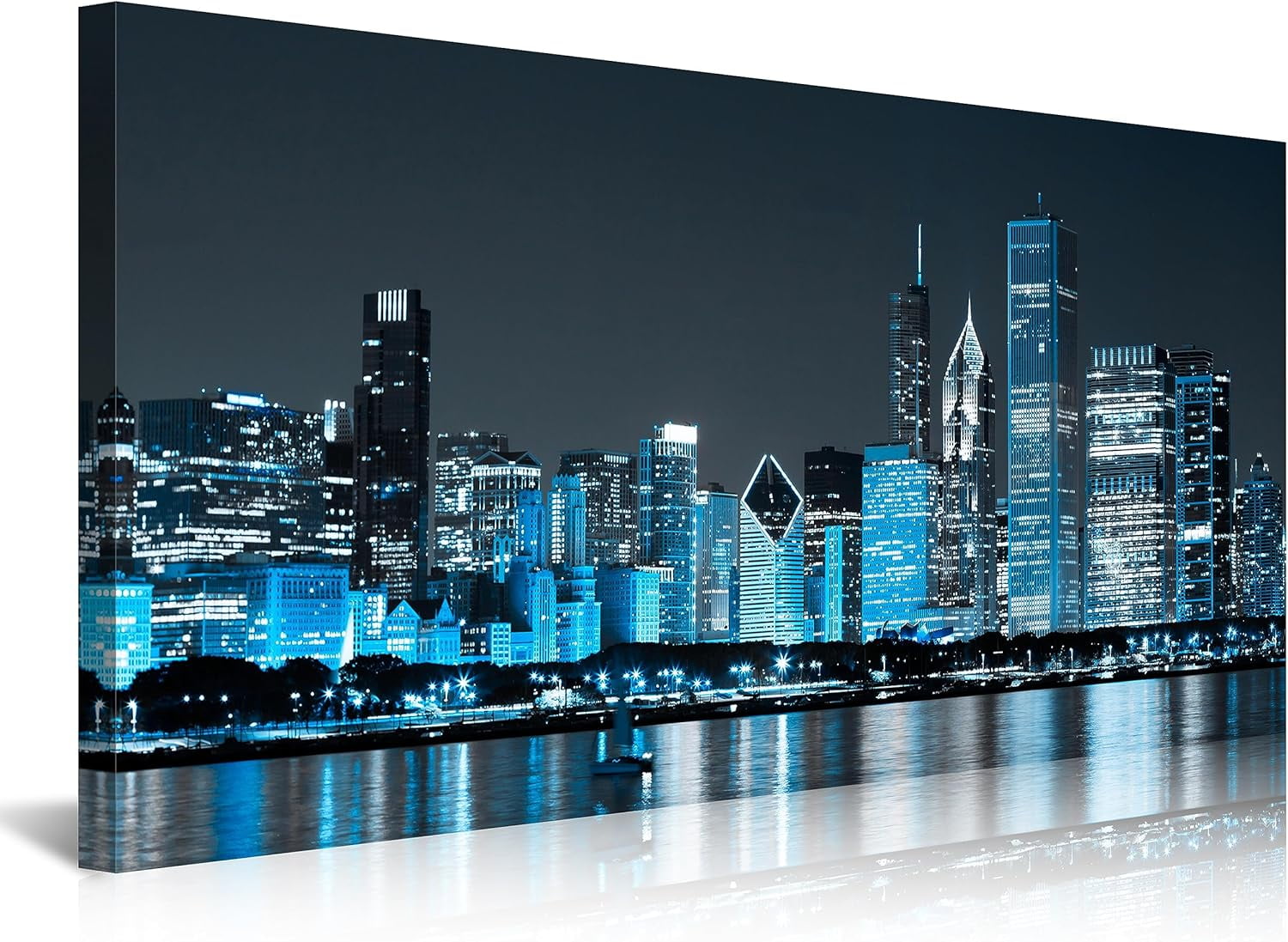 AABERIC Modern Office Decor Chicago Skyline Canvas Art Chicago City ...