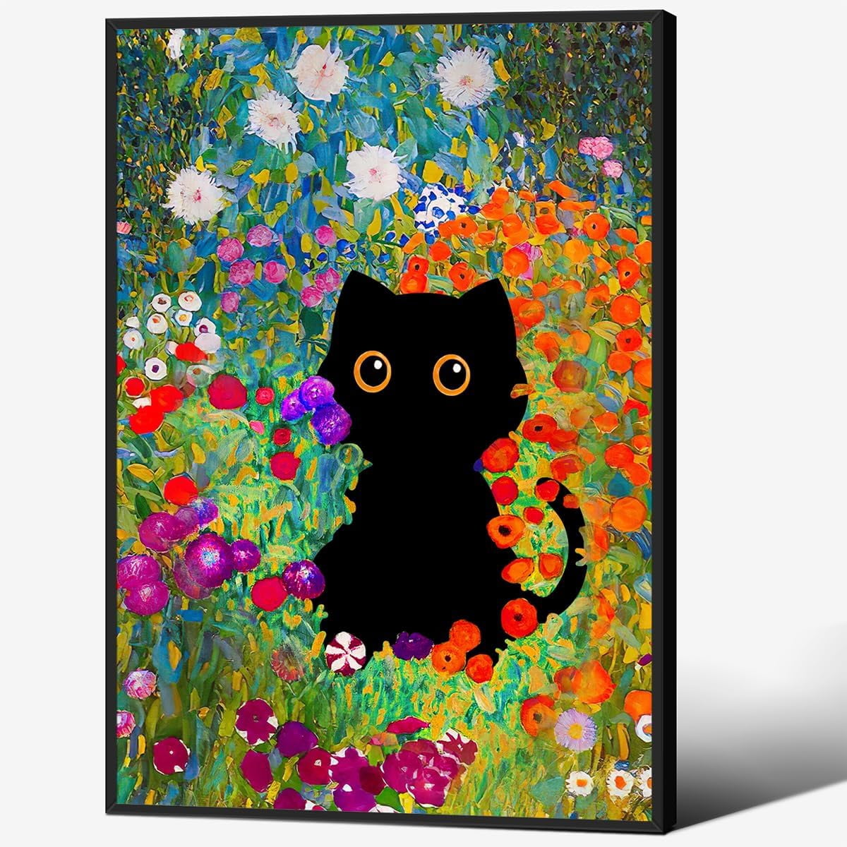 AABERIC Monet Water Lily Cat Poster Vintage Black Cat Wall Art Funny ...