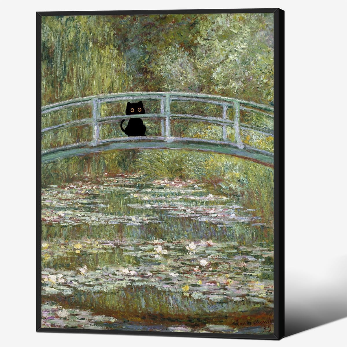 AABERIC Monet Water Lily Cat Poster Vintage Black Cat Wall Art Funny ...