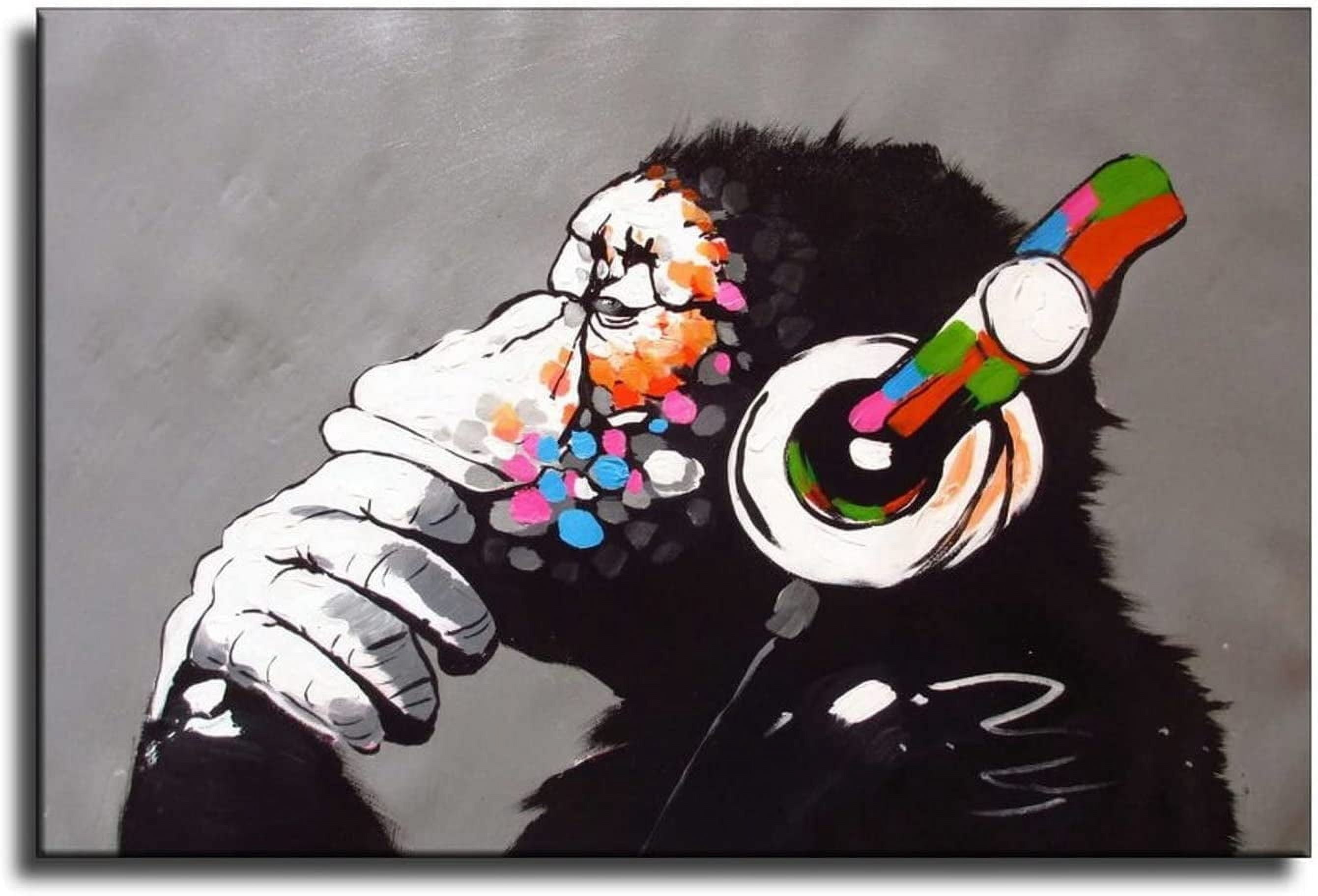 AABERIC Monkey Headphones Art Graffiti Canvas Art Poster and Wall Art ...