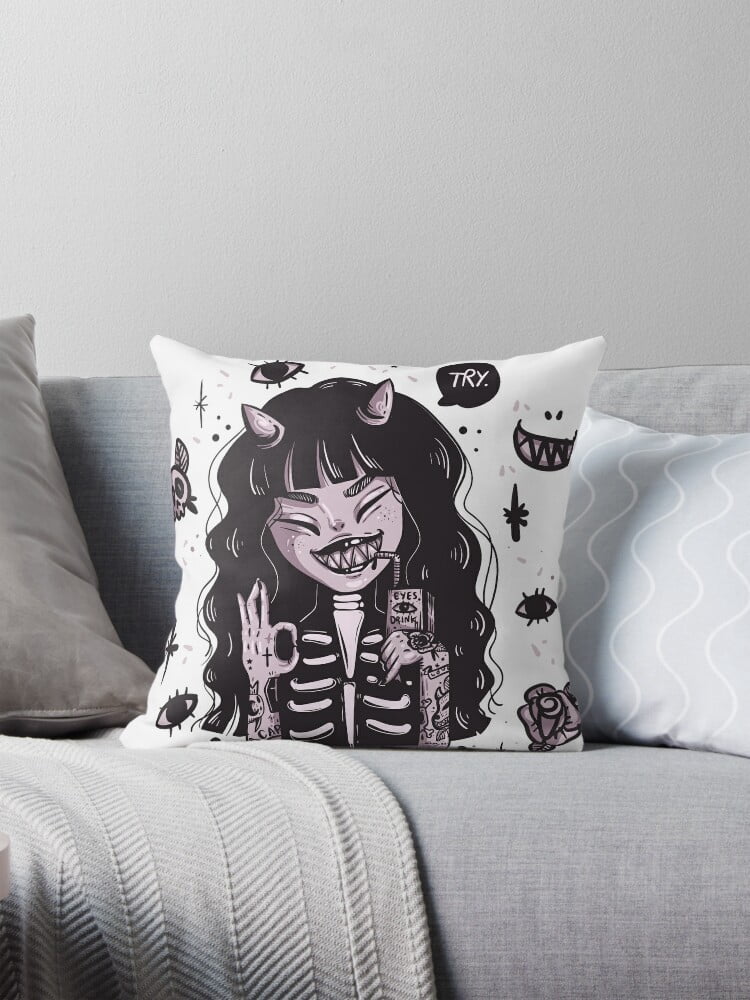 AABERIC Monster Girl Try eyes Drink ! Throw Pillow Covers Cases Cushion ...