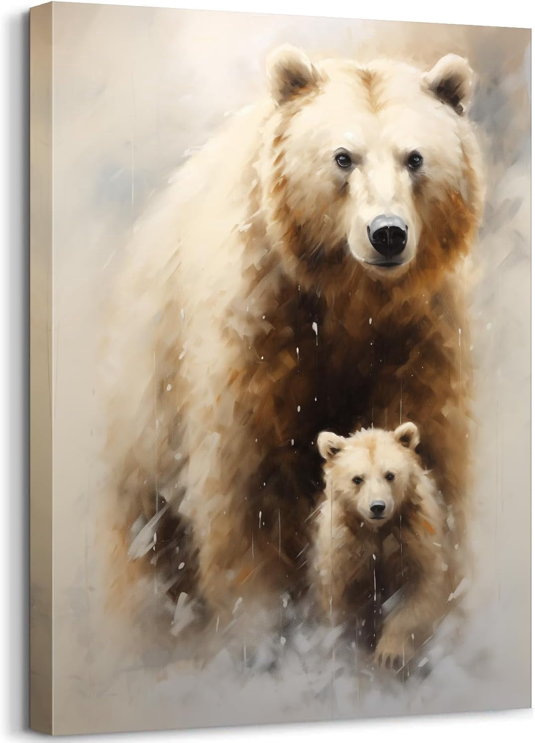 AABERIC Moose Wall Art Mother Moose And Baby Canvas Print Picture Cabin ...