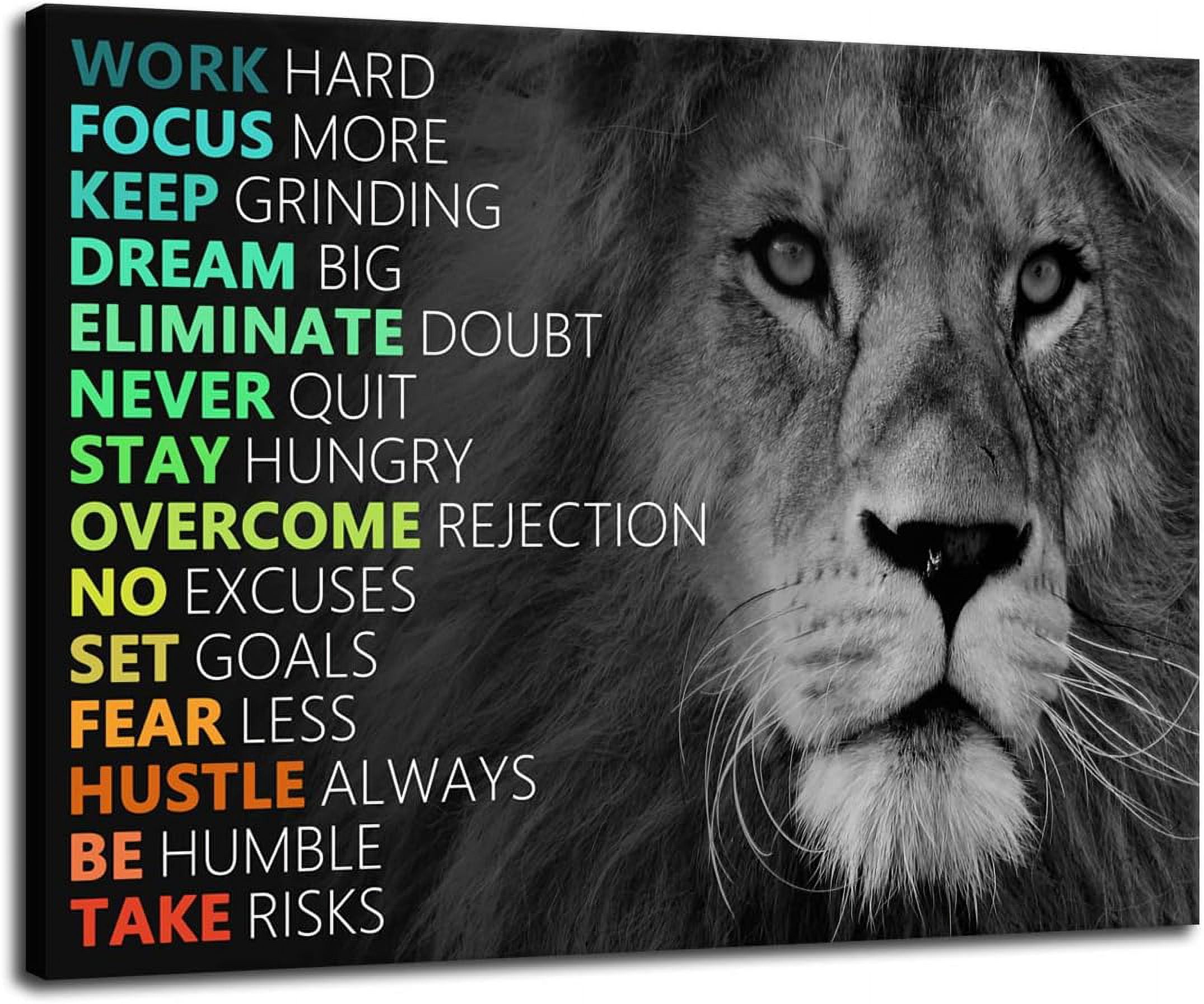 AABERIC Motivational Canvas Wall Art Lion Inspirational Poster Animal ...