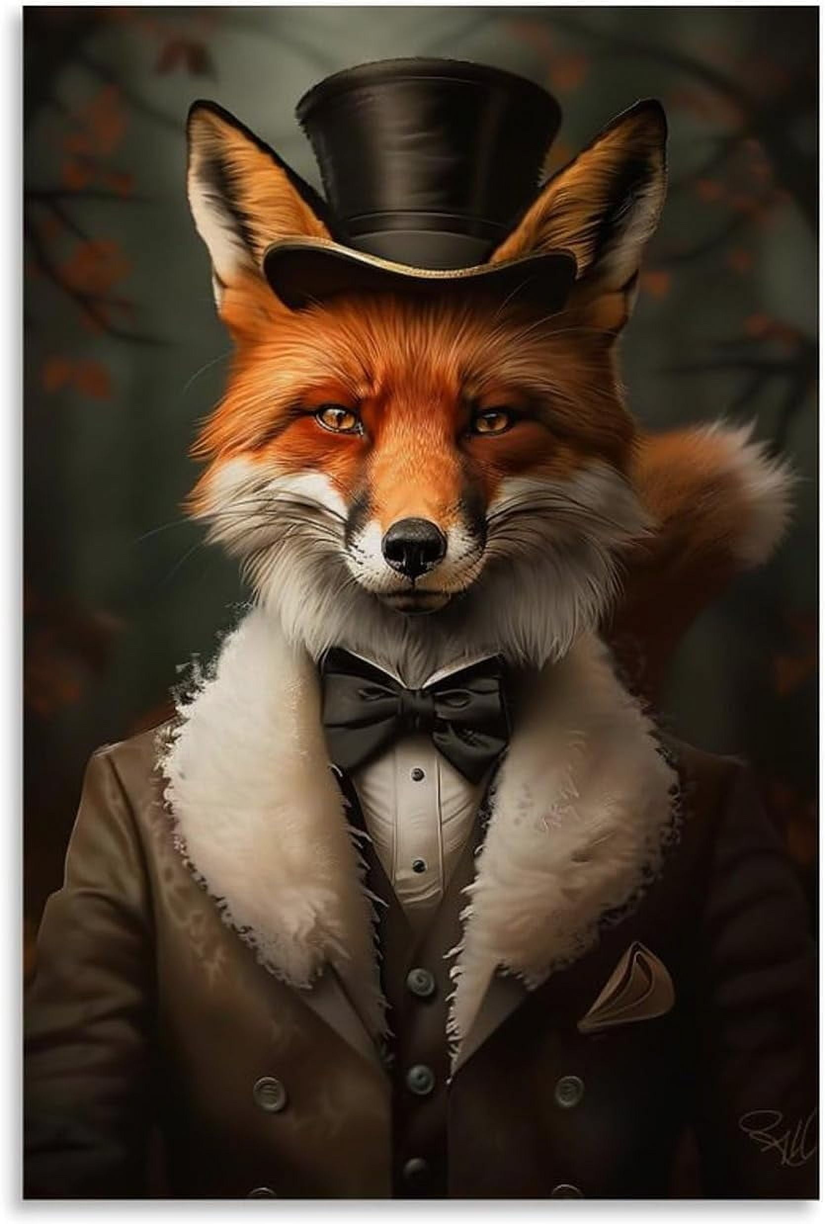 AABERIC Mr. Fox Vintage Animal Portrait Art Aristocratic Fox ...