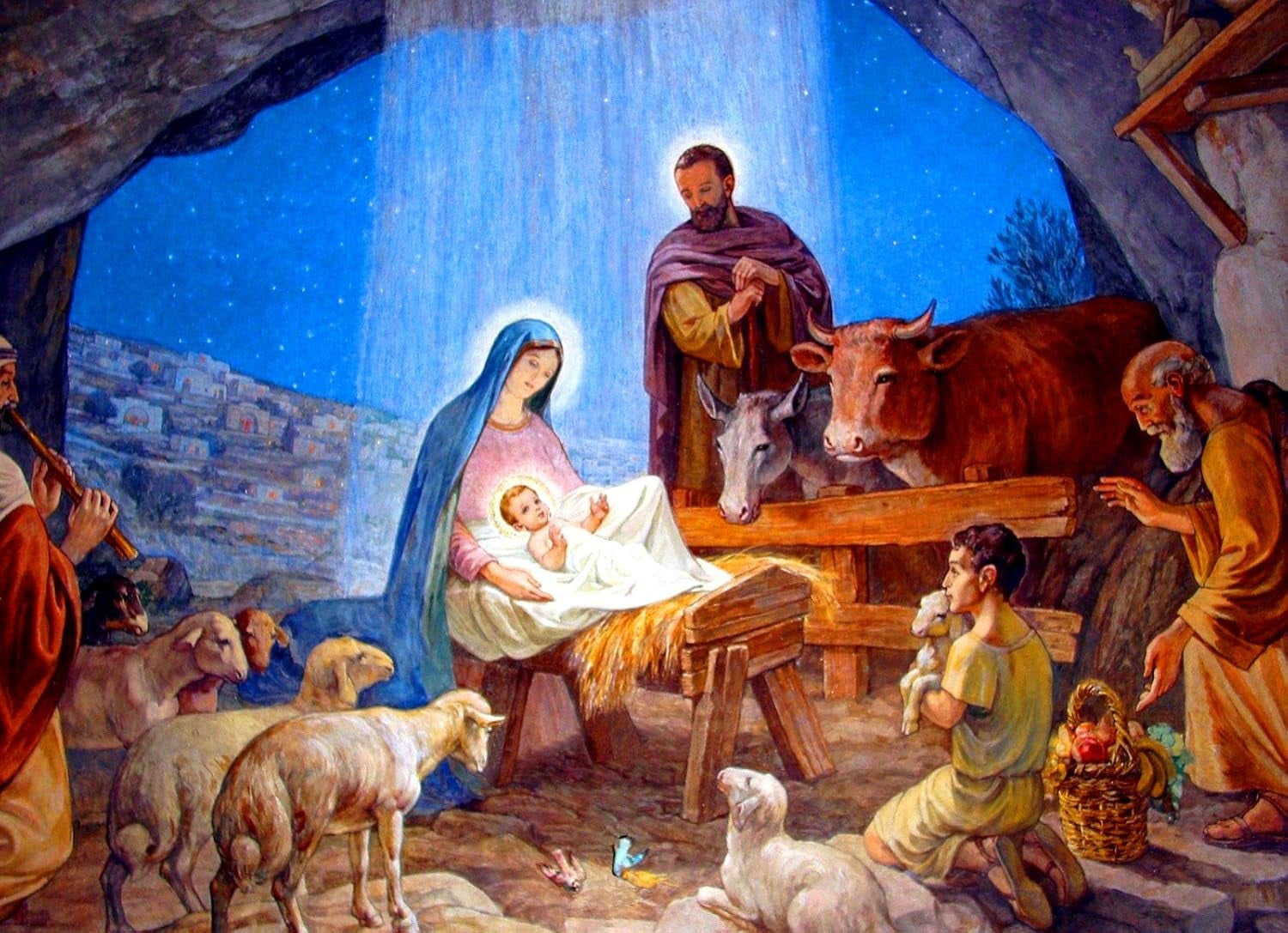 AABERIC Nativity Scene Christmas POSTER print Holy Family Mary and ...