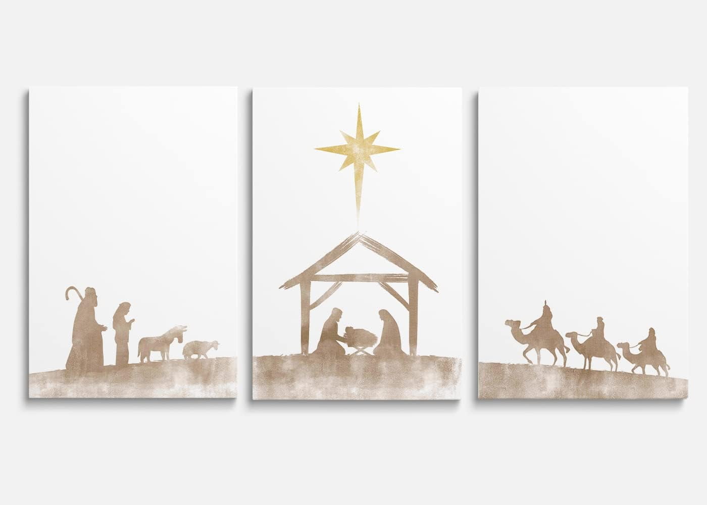AABERIC Nativity Scene Wall Art, Jesus Christ in a Manger, Religious ...