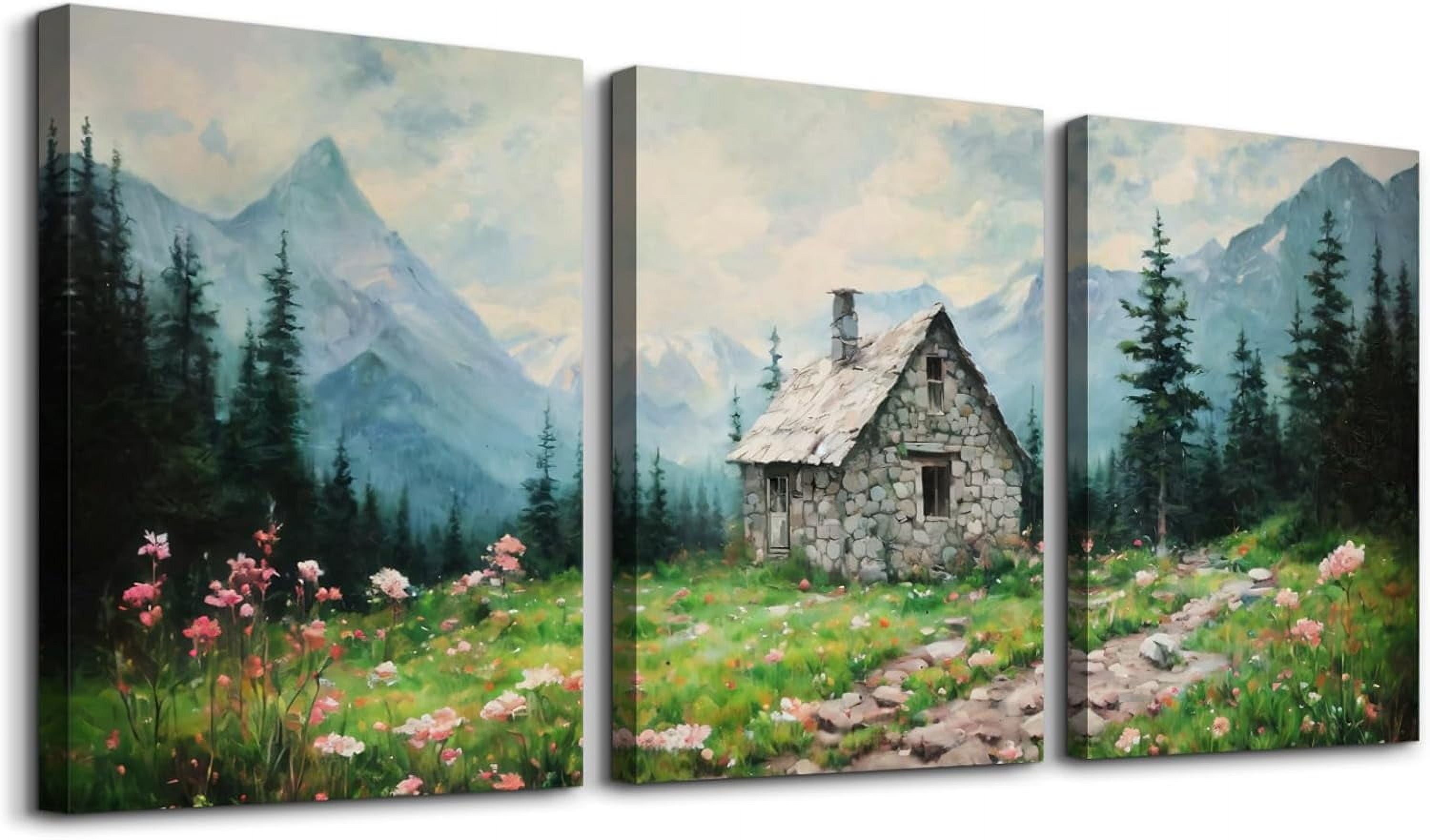 AABERIC Nature Landscape Canvas Wall Art for Living Room, Forest ...
