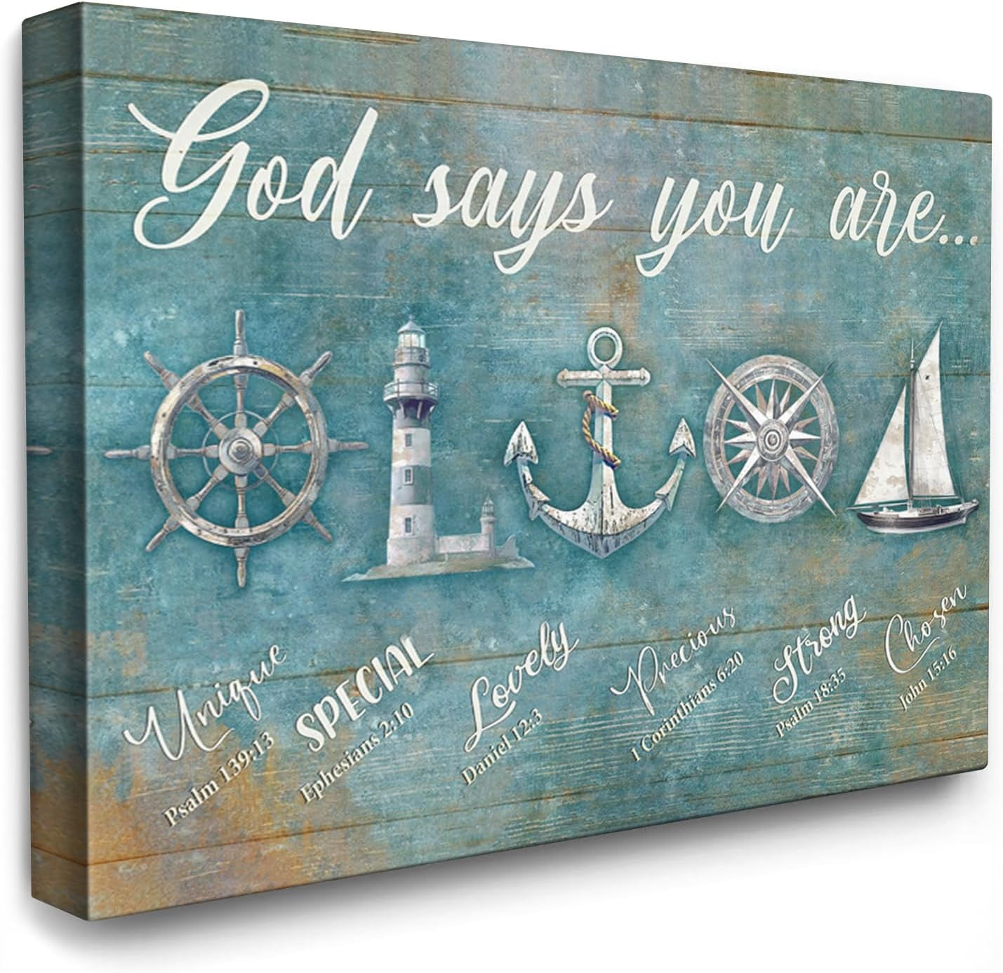 AABERIC Nautical Lighthouse Anchor Sailboat Wall Art Christian Painting ...